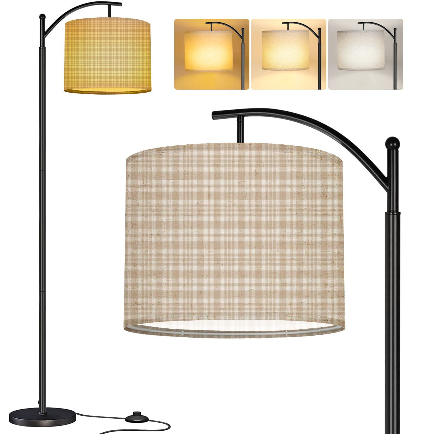 Arc Floor Lamp Gingham seamless Warm beige texture Checkered tweed ...