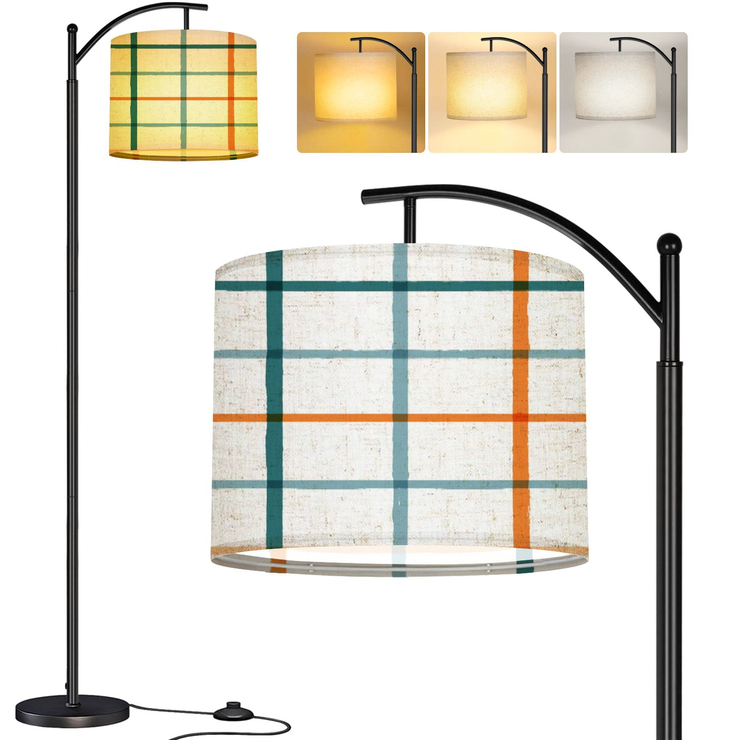 Arc Floor Lamp Gingham seamless pattern watercolor strokes checkered ...