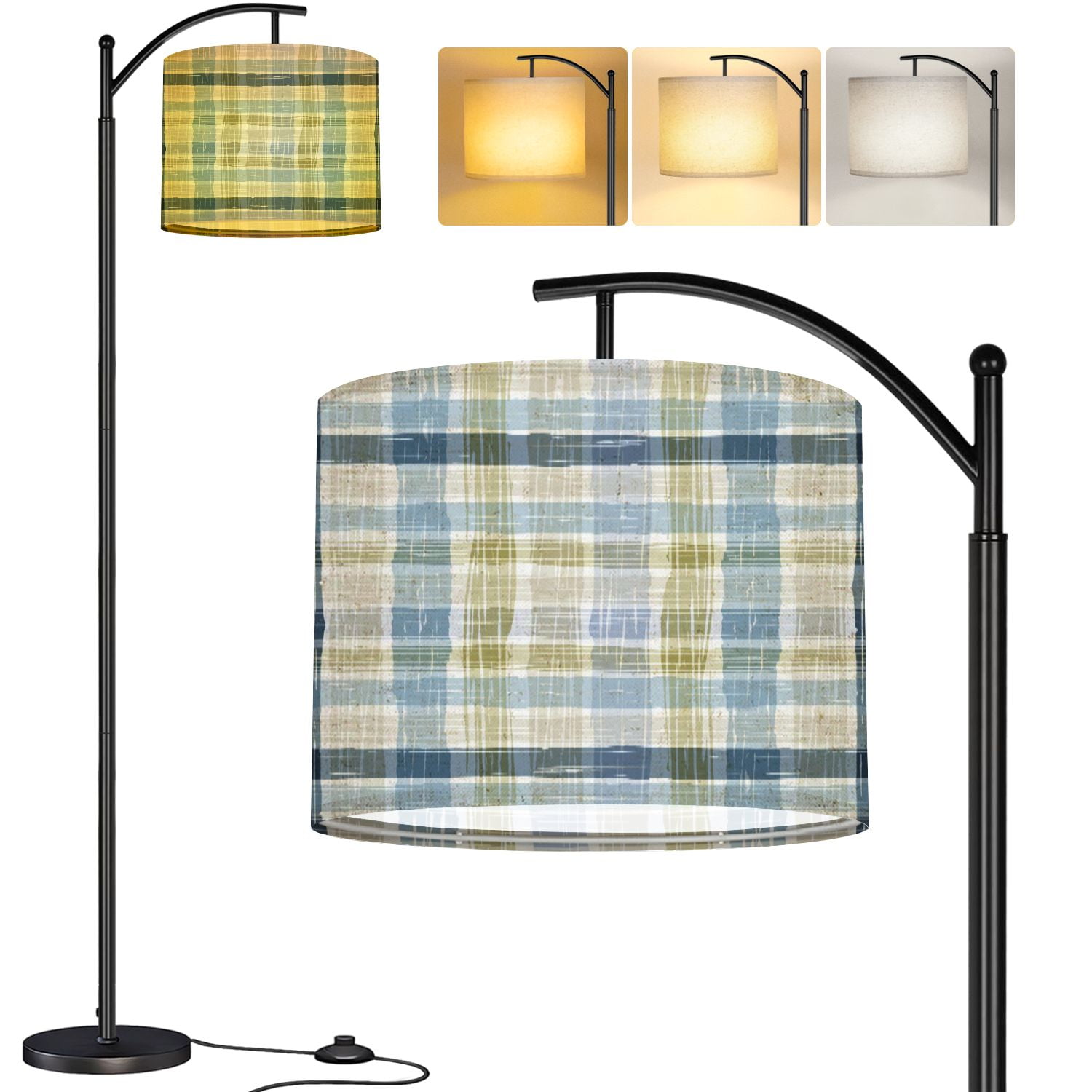 Arc Floor Lamp Gingham seamless pattern watercolors checkered plaid ...