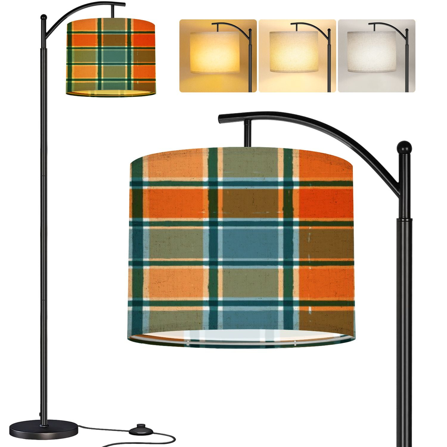 Arc Floor Lamp Gingham seamless watercolor strokes checkered plaid ...