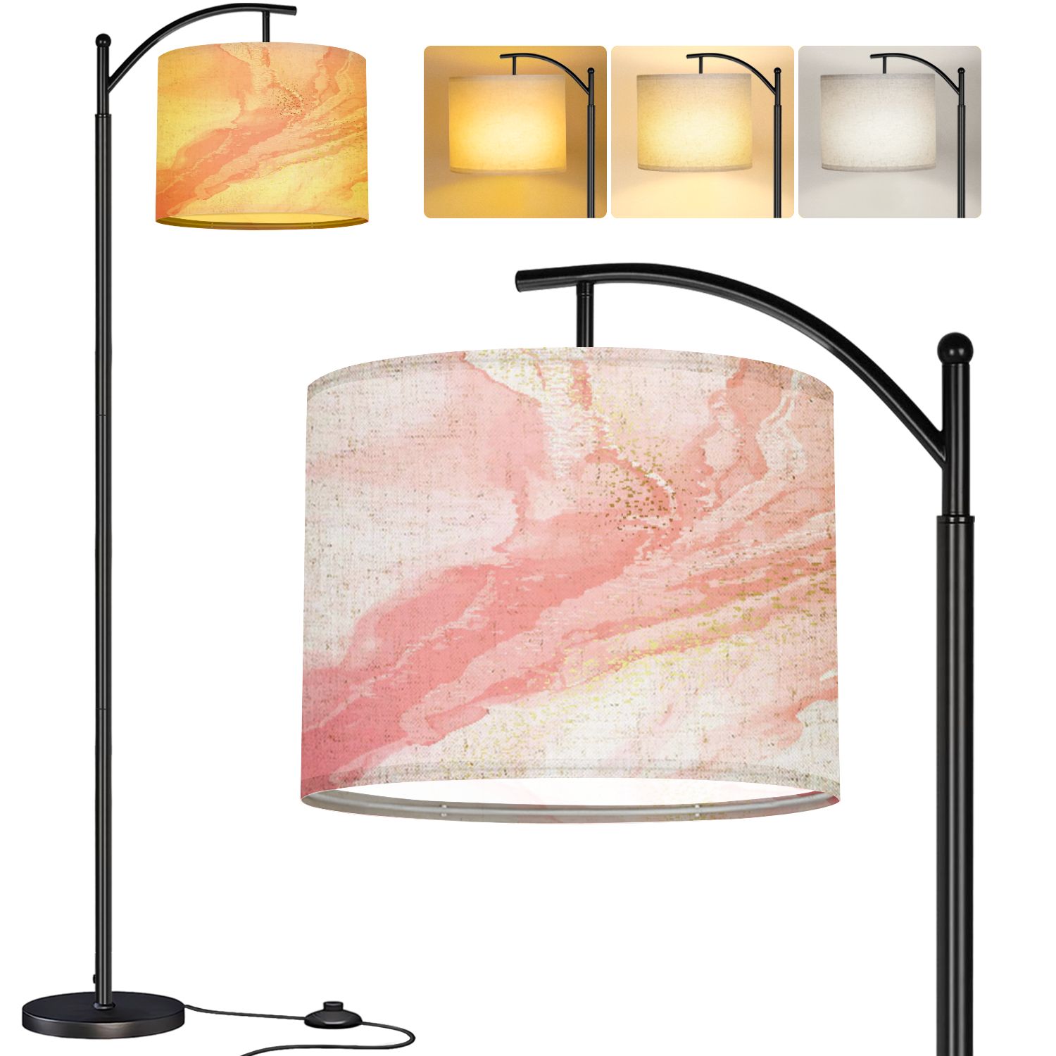 Arc Floor Lamp Gold abstract watercolor brush liquid white fashion pink ...