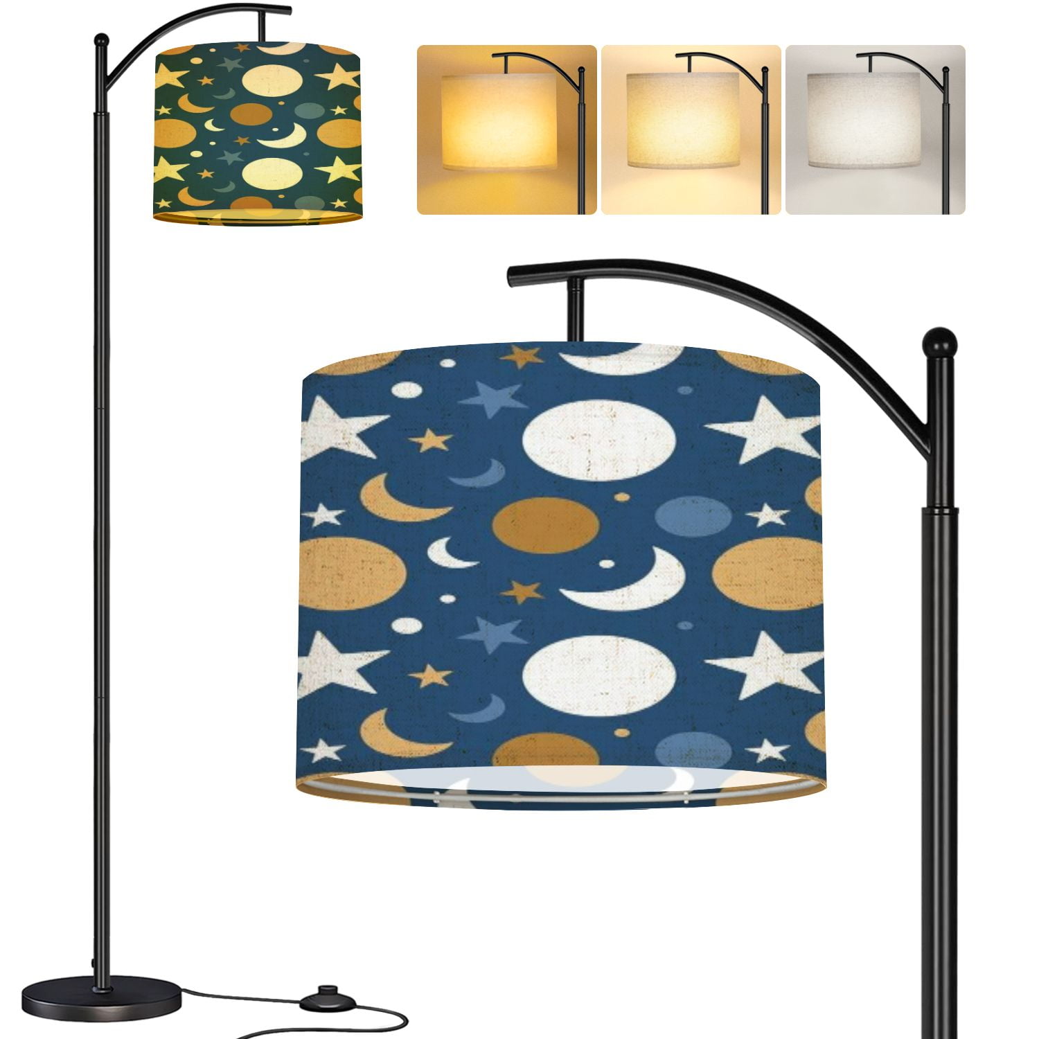 Arc Floor Lamp Gold blue Stars Moons Seamless Stars seamless geometric ...