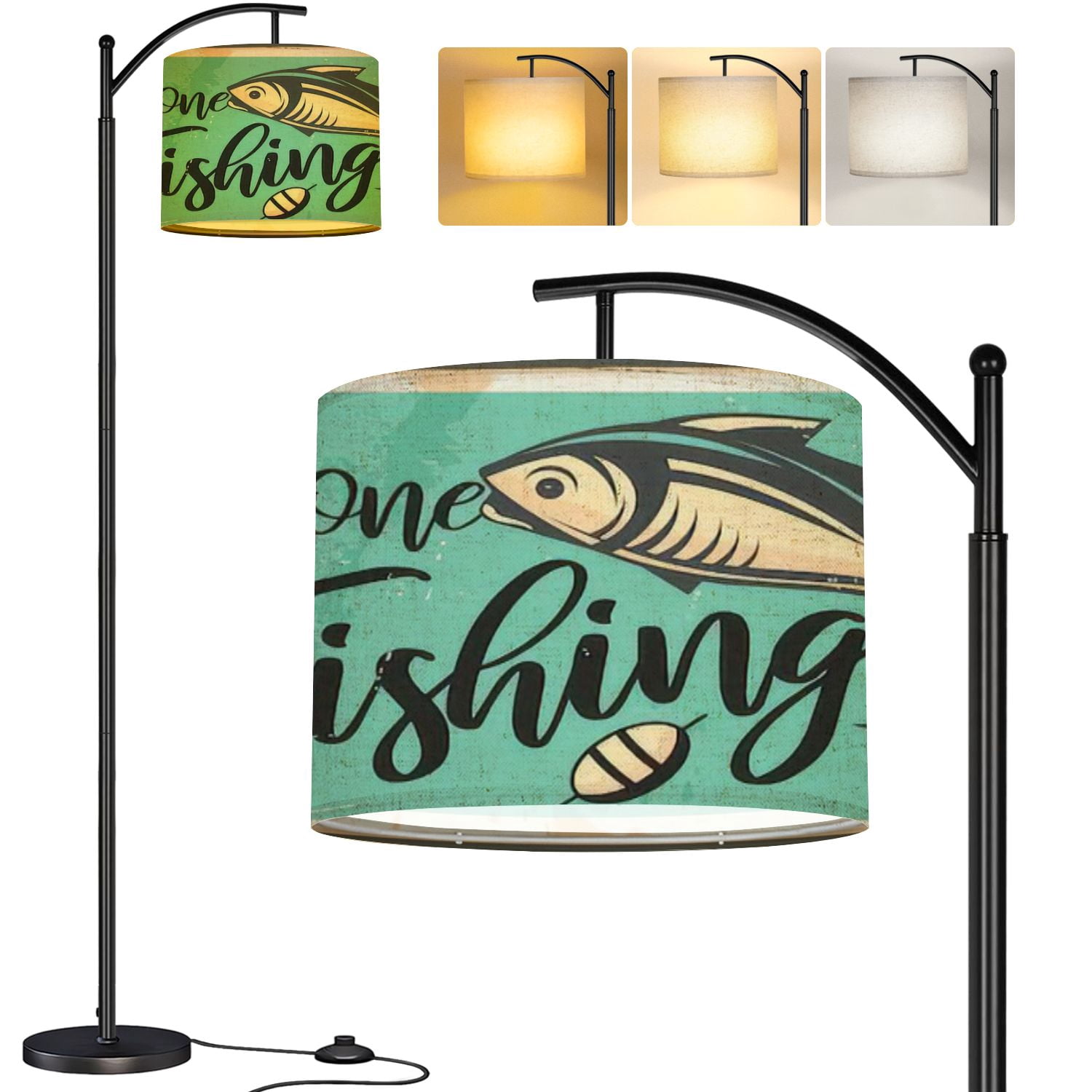 Arc Floor Lamp Gone fishing vintage decorative sign Retro poster fish ...