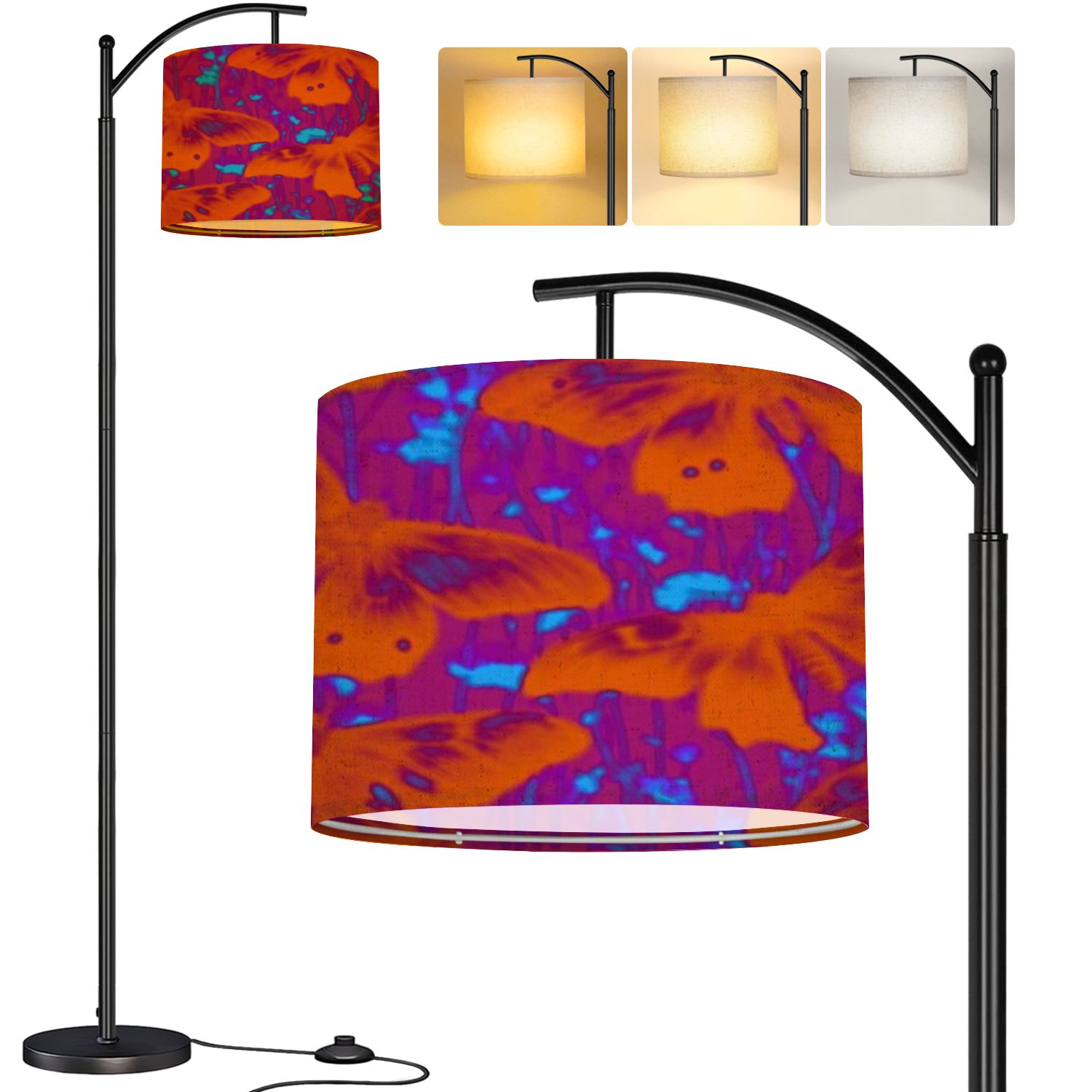 Arc Floor Lamp Gothic style seamless soft edged butterflies field ...