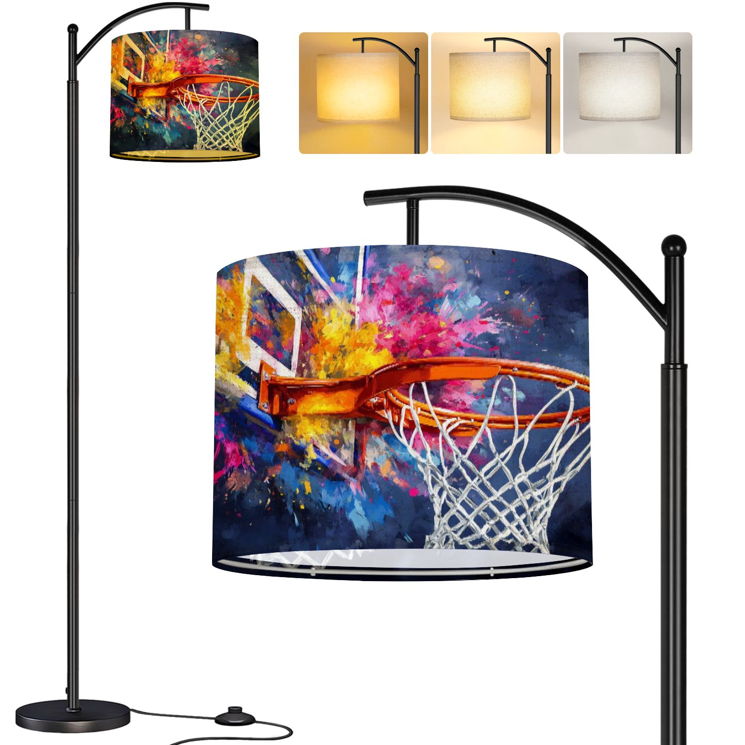Arc Floor Lamp Graffiti Basketball Street Pop Inspirational Sports Hoop ...