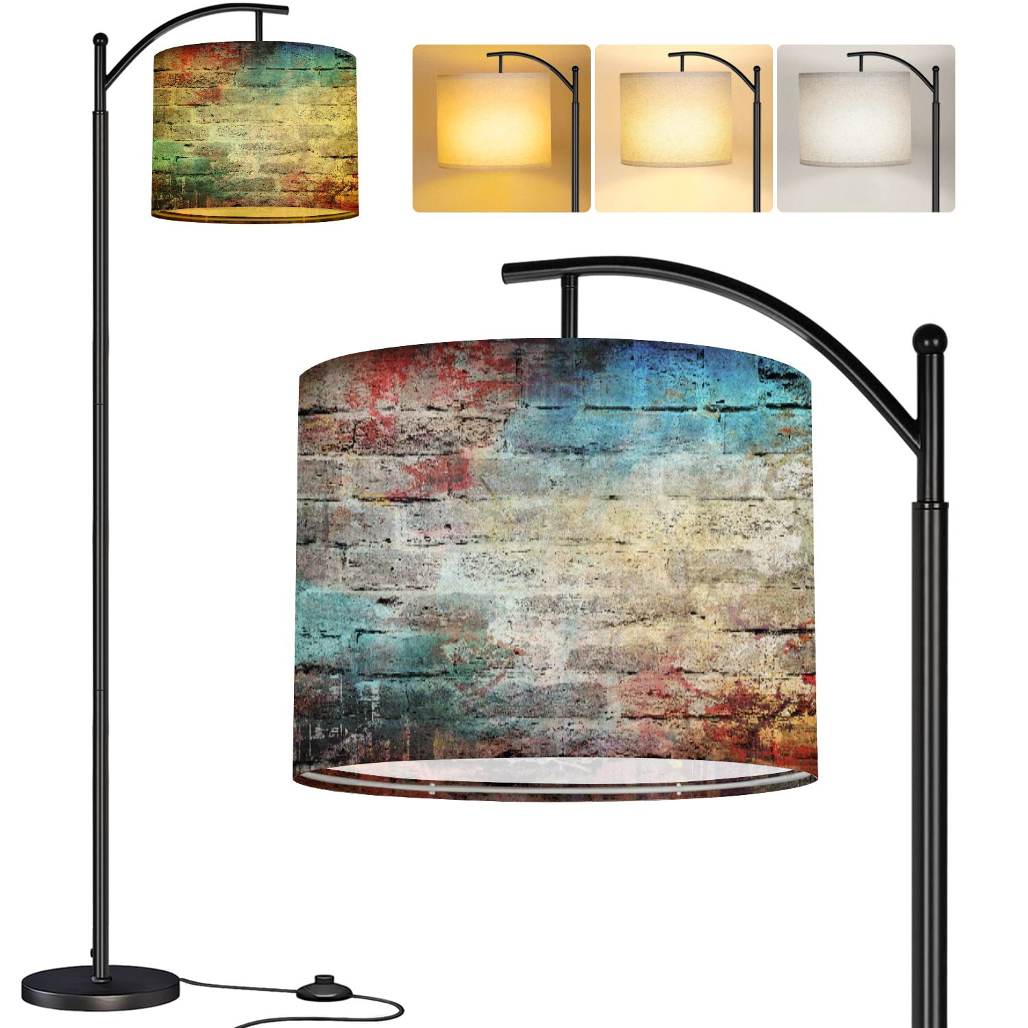 Arc Floor Lamp Graffiti brick wall colorful Tall Modern Standing Lamp ...