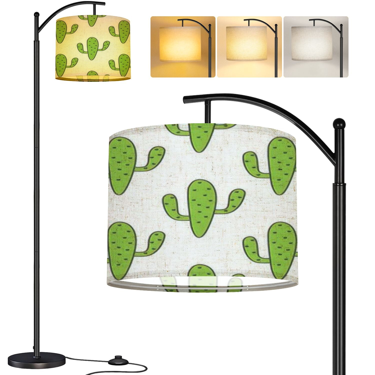 Arc Floor Lamp Green cactus seamless pattern white Simple pattern Tall ...