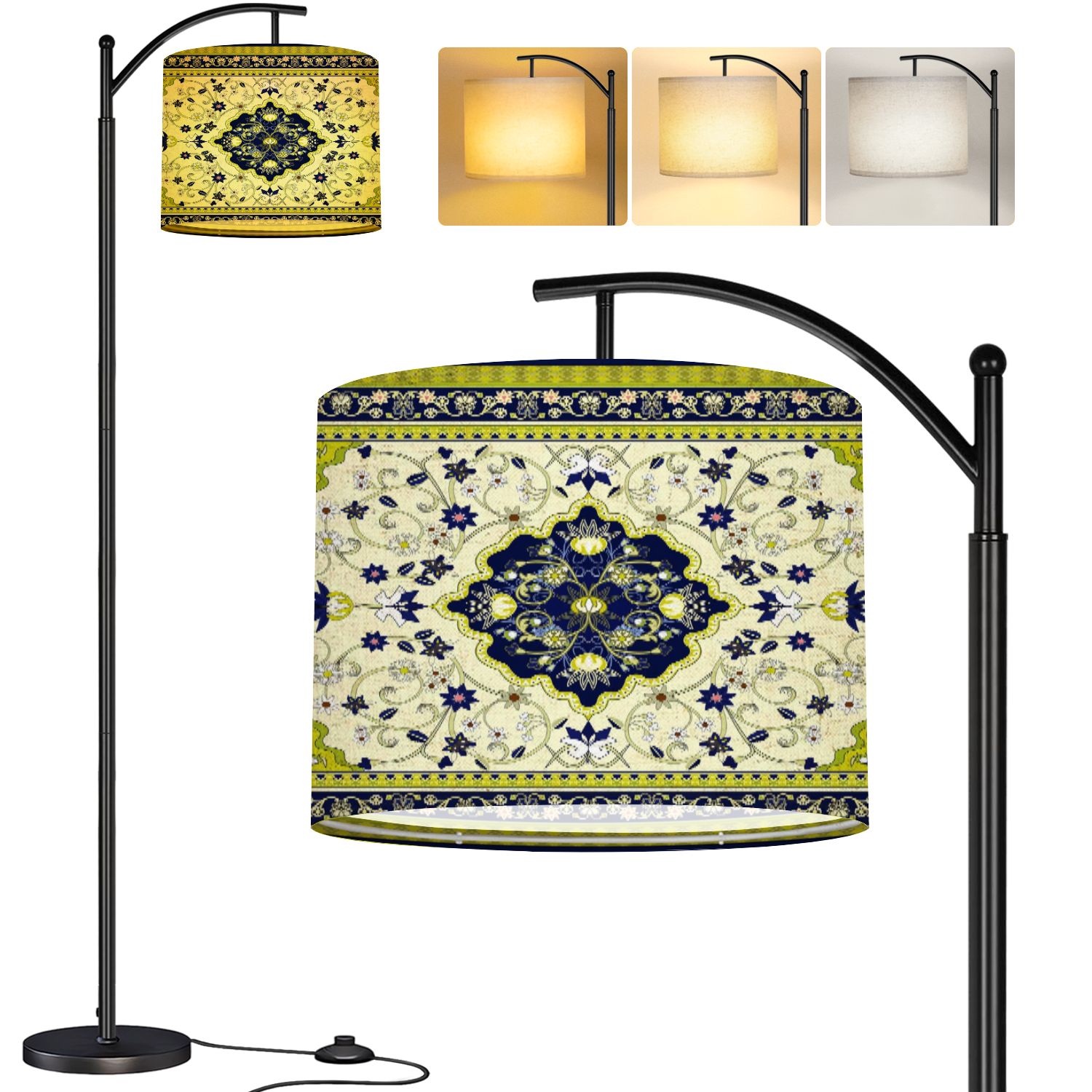 Arc Floor Lamp Green oriental carpet Tall Modern Standing Lamp LED ...