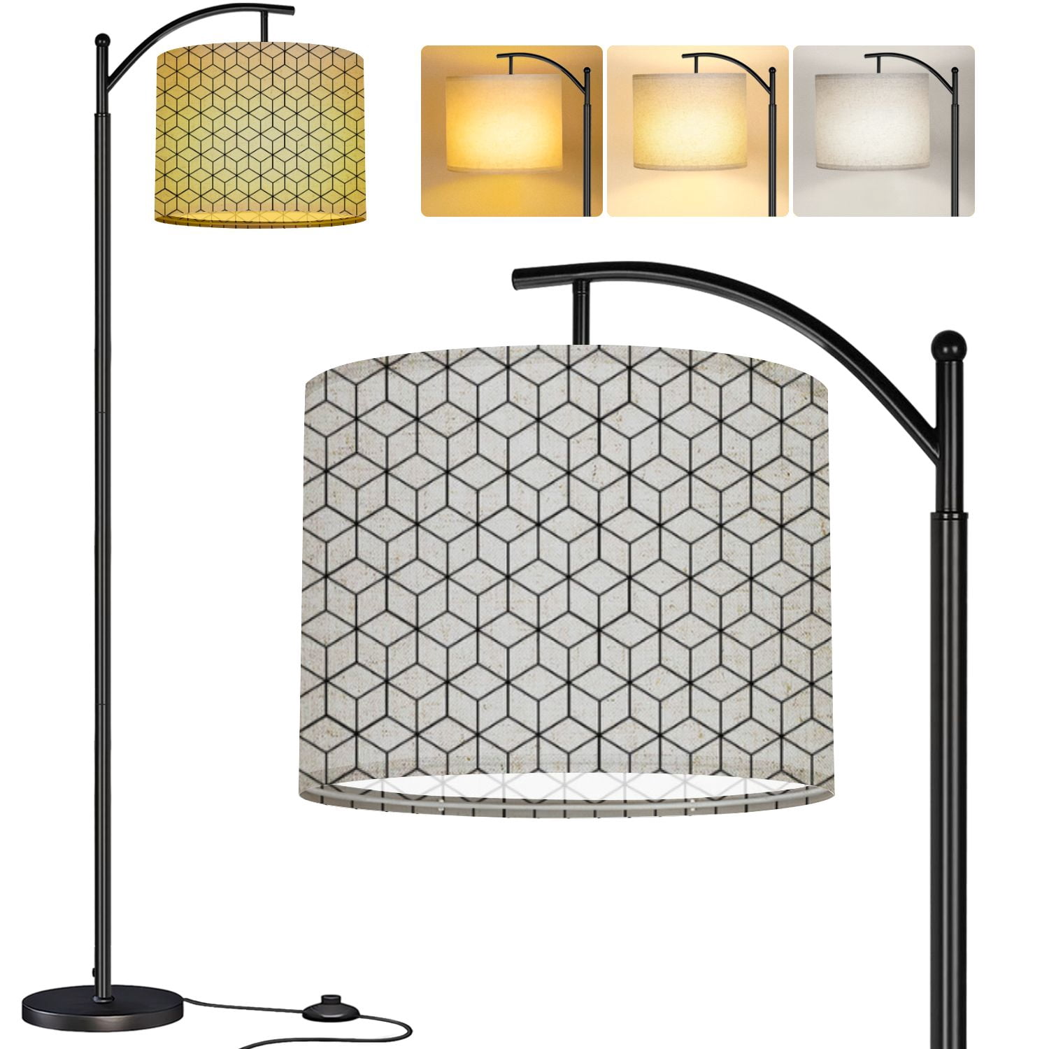 Arc Floor Lamp Grey black honeycomb seamless pattern as Tall Modern ...