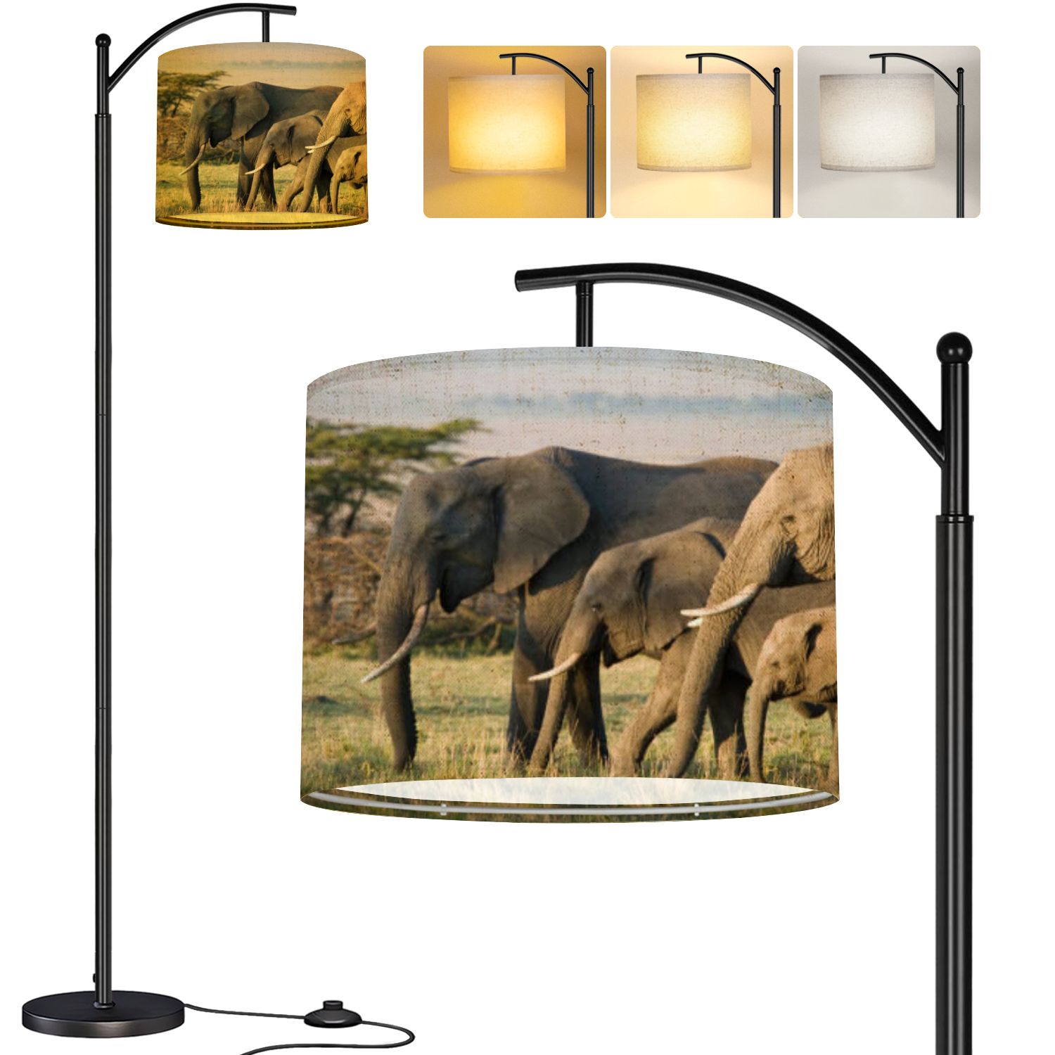Arc Floor Lamp Group African elephants wild Tall Modern Standing Lamp ...