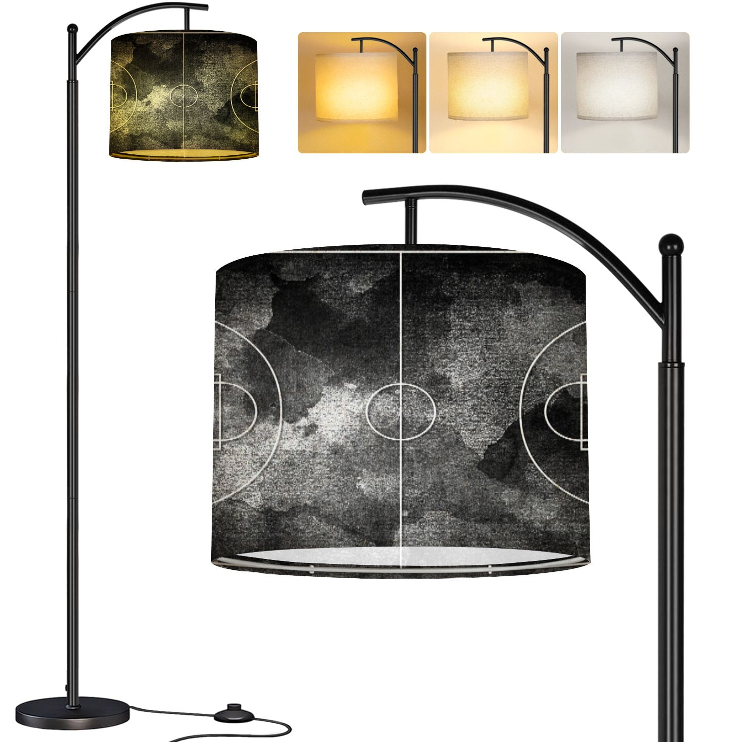 Arc Floor Lamp Grunge black Basketball court Tall Modern Standing Lamp ...