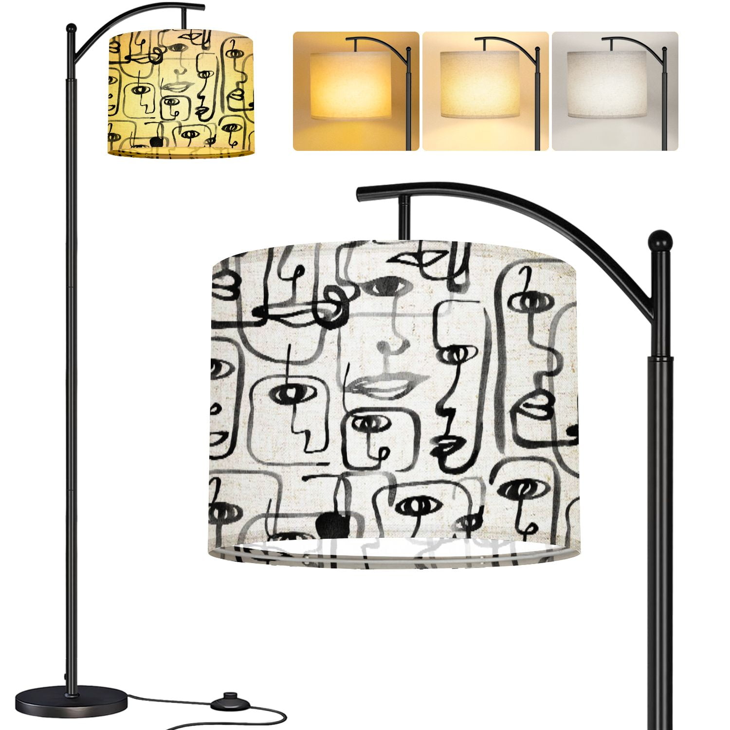 Arc Floor Lamp Hand Painting Abstract Watercolor Geometric Line Drawing ...