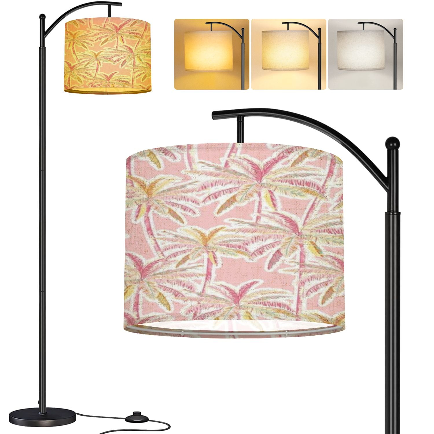 Arc Floor Lamp Hand draw Tropical Palm Seamless Pattern color Tall ...