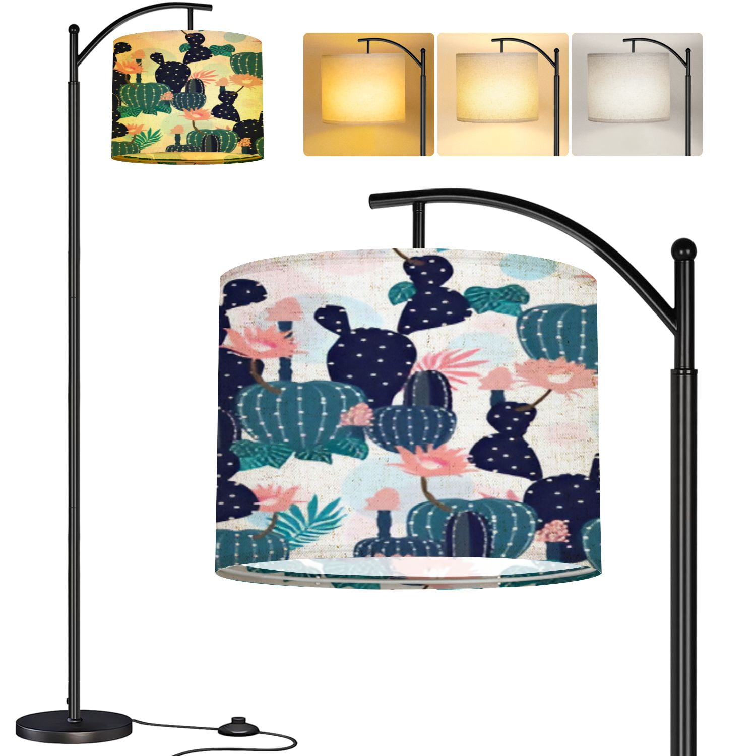 Arc Floor Lamp Hand drawing Cactus Plant flowers Seamless Pattern ...