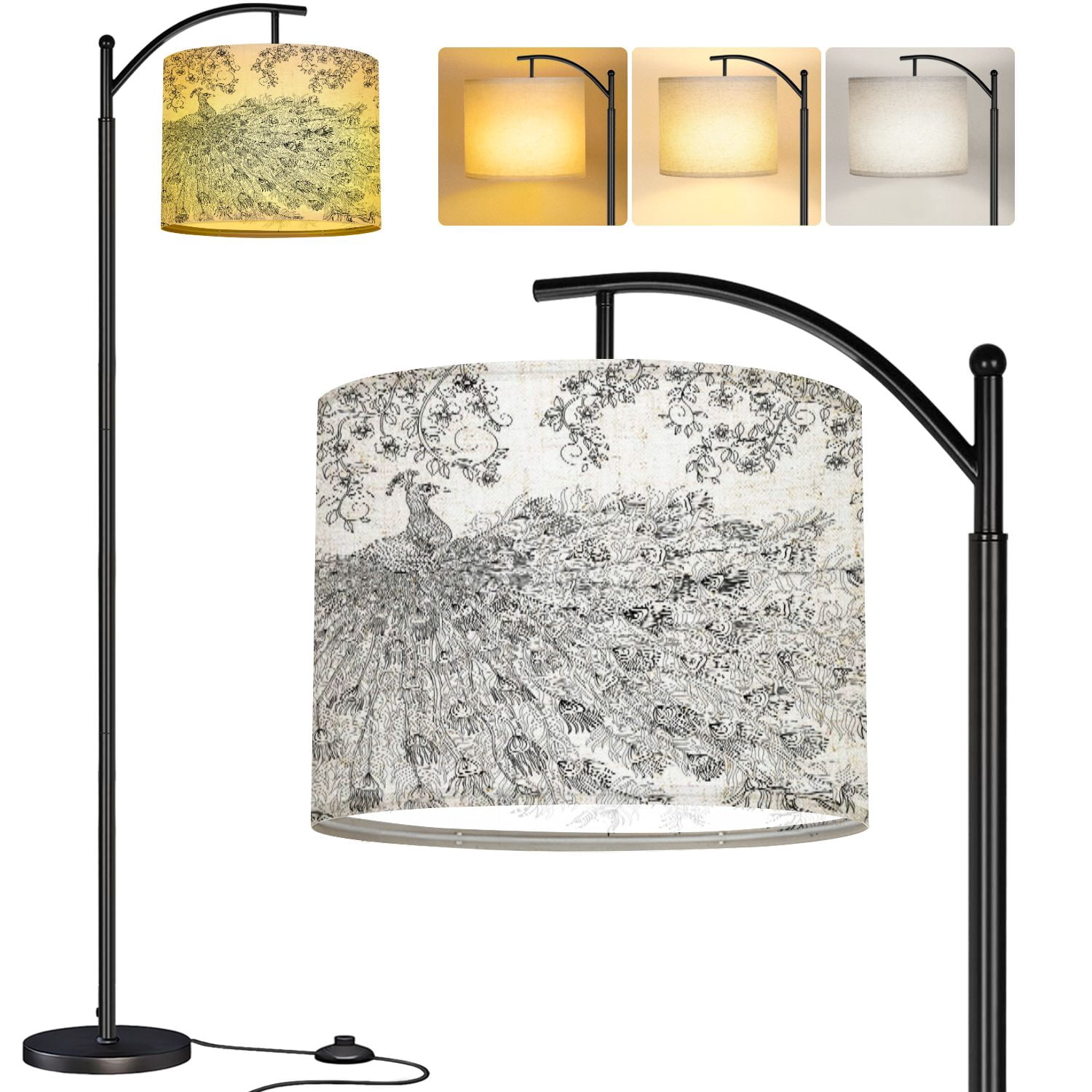 Arc Floor Lamp Hand drawn bird Crowned branch blossoming tree Coloring ...