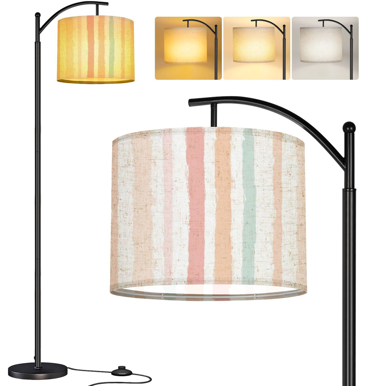 Arc Floor Lamp Hand drawn striped pattern pink girly stripe seamless for textile Tall Modern ...