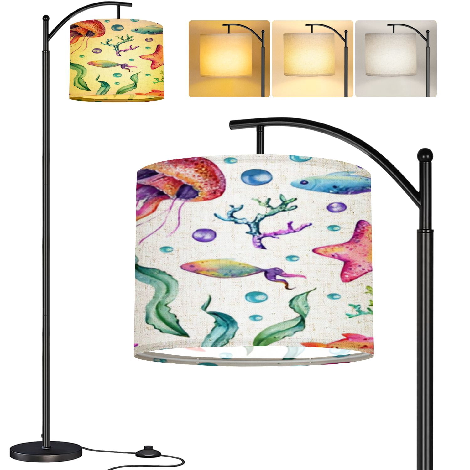 Arc Floor Lamp Hand drawn watercolor seamless marine pattern Bright ...