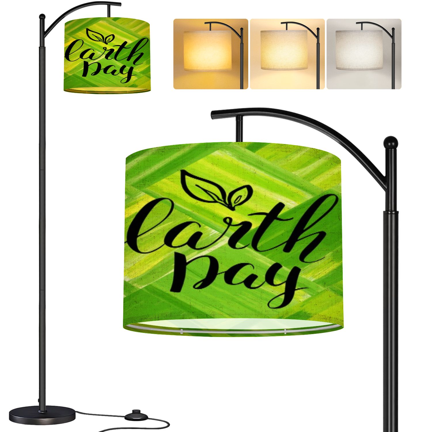Arc Floor Lamp Handwritten inscription Earth Day watercolor Modern ...