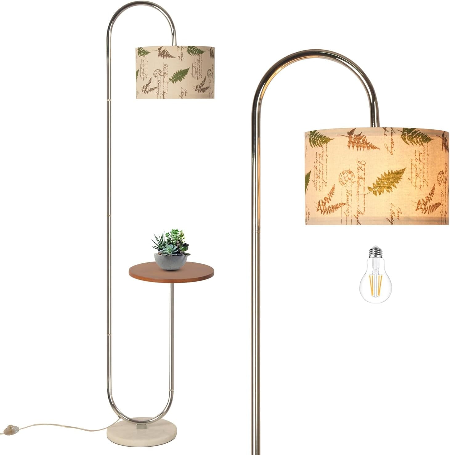 Arc Floor Lamp with Hanging Drum Shade for Living Room-Marble Base ...