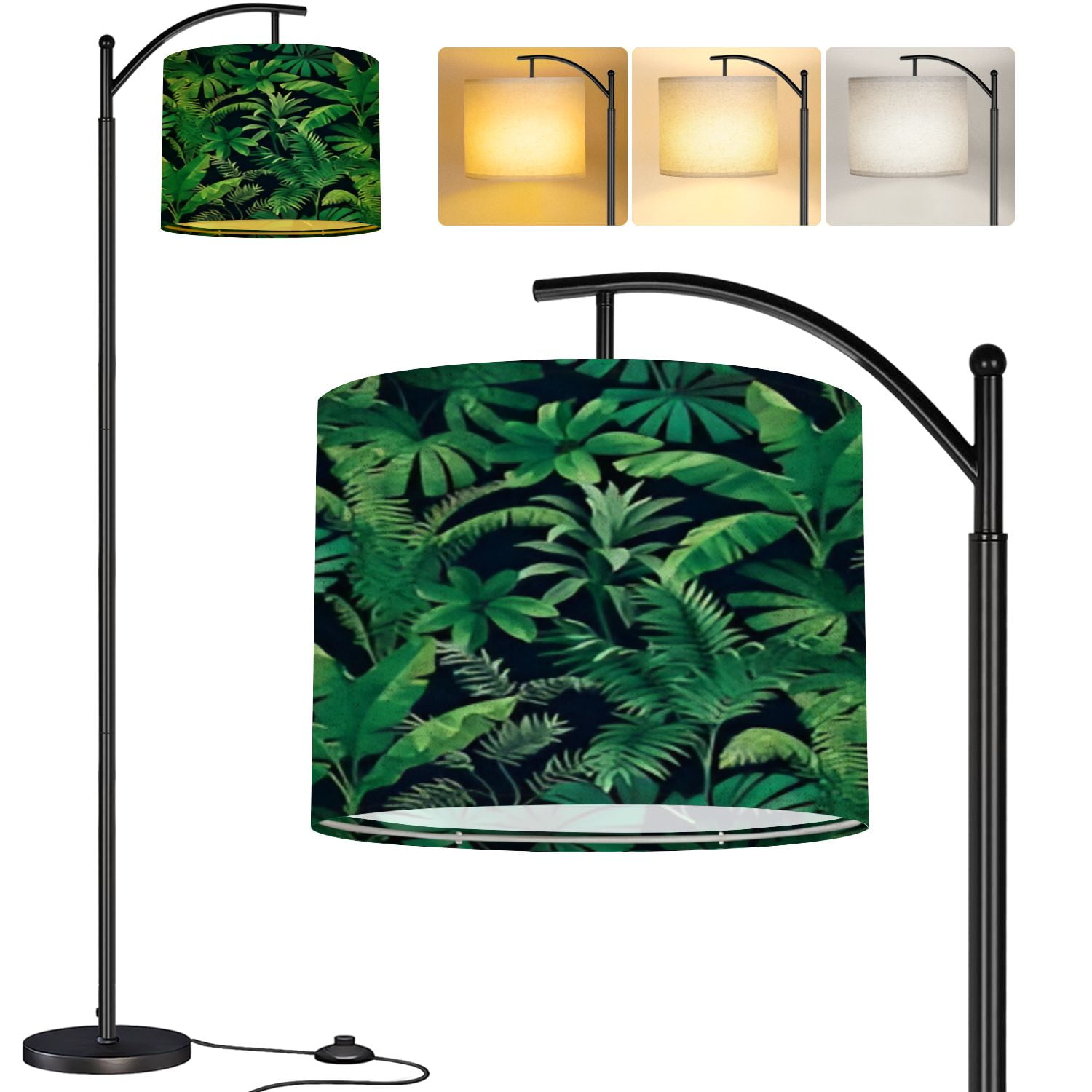 Arc Floor Lamp Hawaiian seamless pattern exotic palm leaves Tropical ...