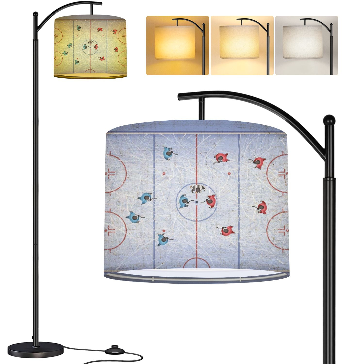 Arc Floor Lamp Hockey rink hockey players Top view Textures blue ice ...