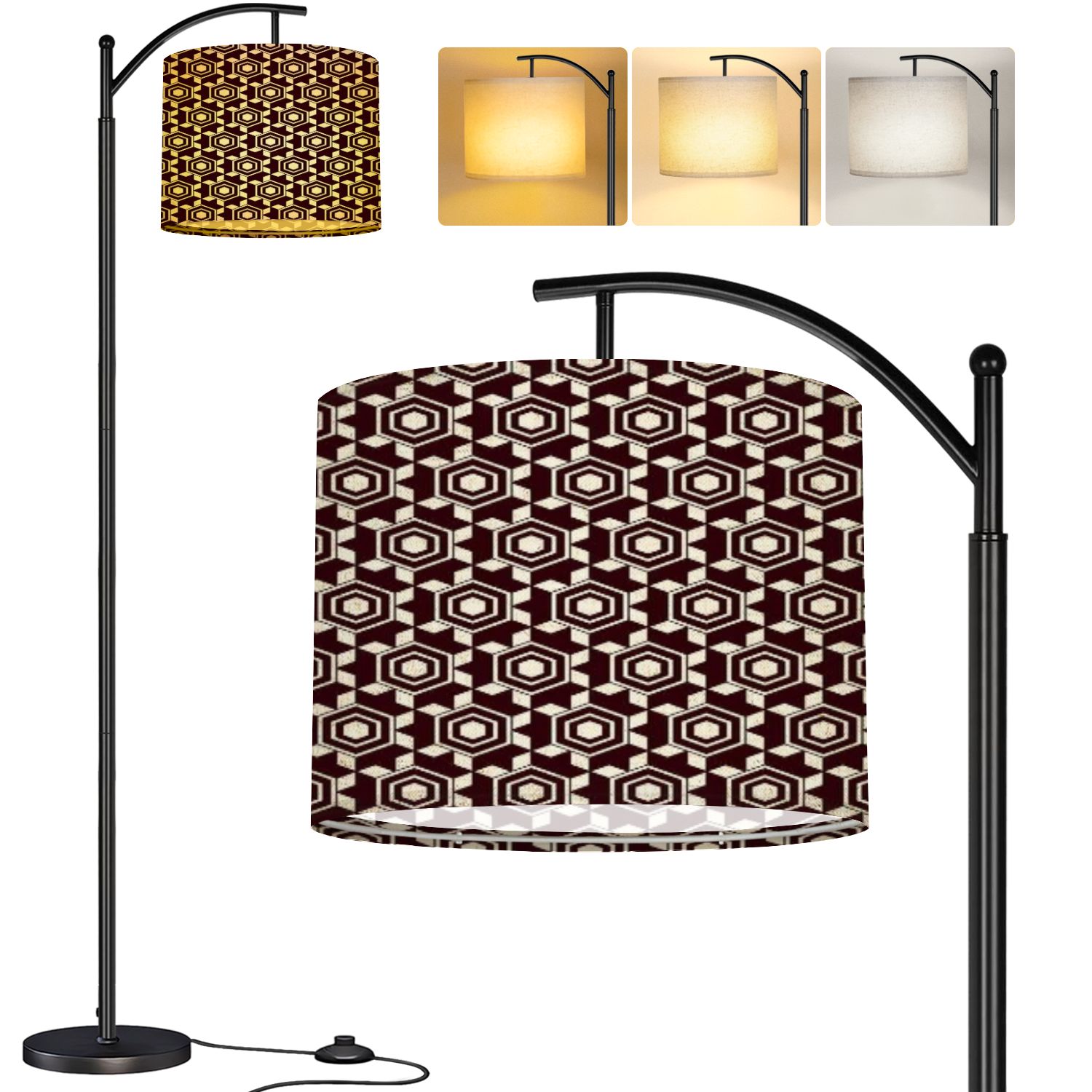 Arc Floor Lamp Honeycomb seamless pattern Hexagon mosaic tiles ornament ...
