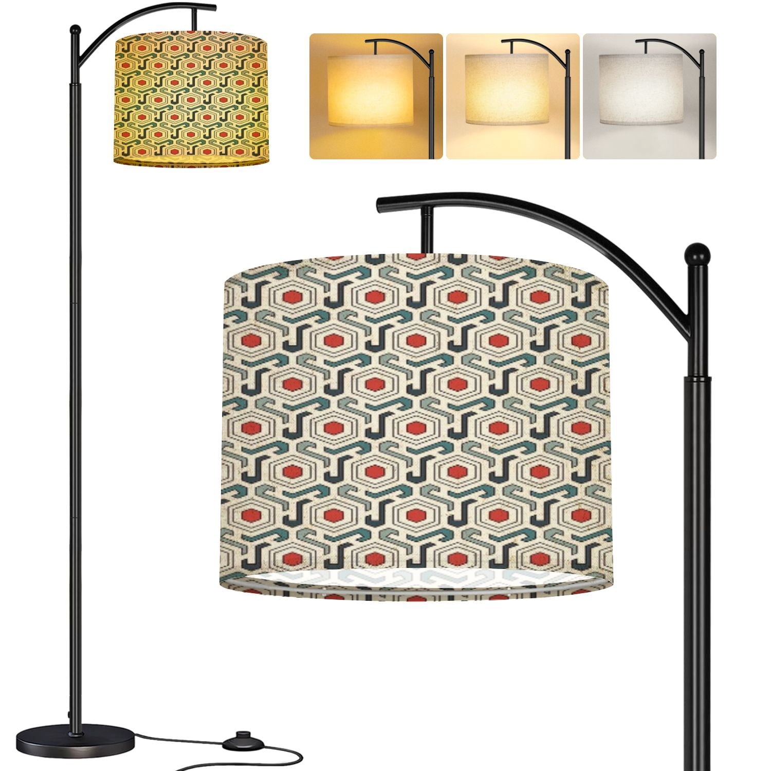 Arc Floor Lamp Honeycomb seamless pattern Hexagon mosaic tiles ornament ...