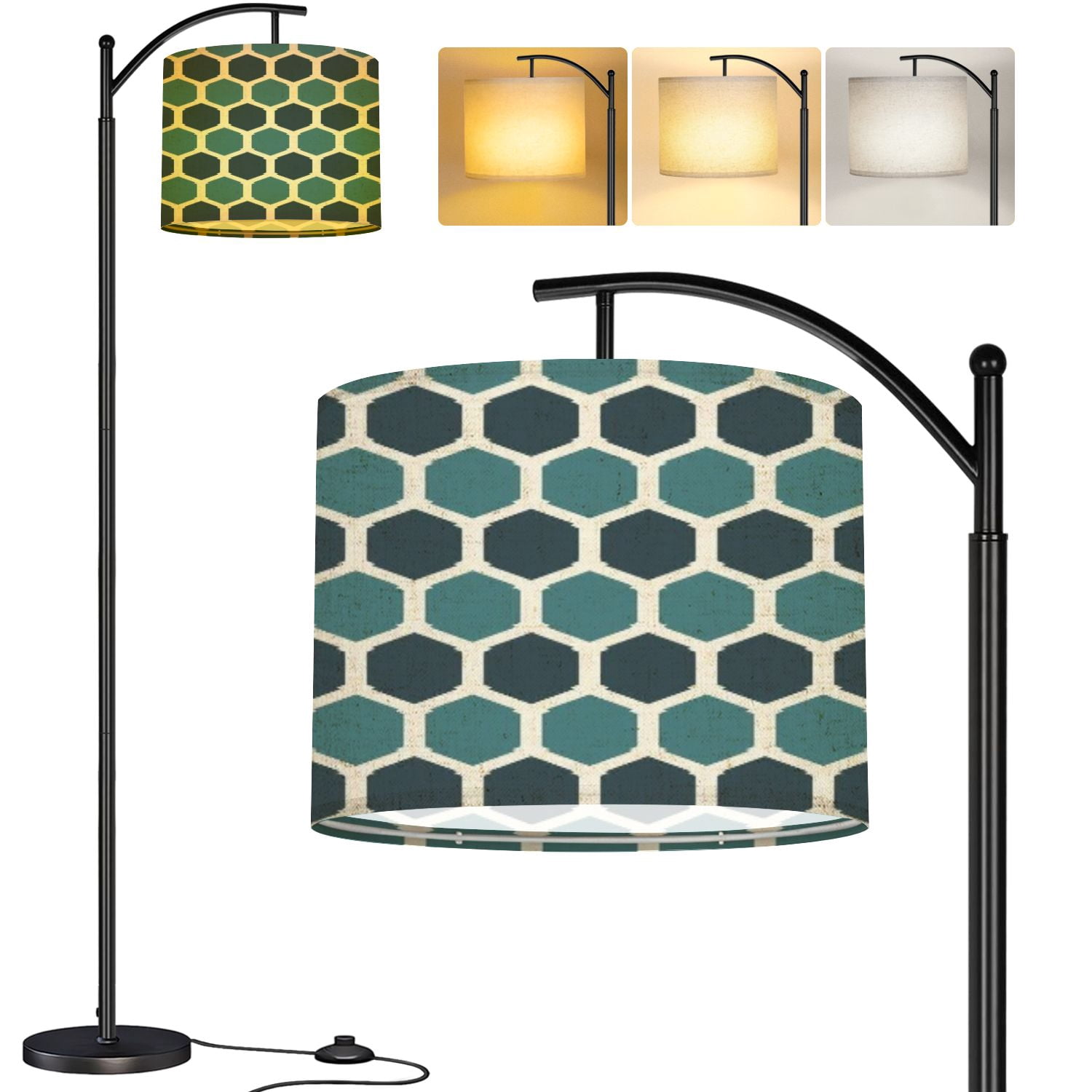 Arc Floor Lamp Honeycomb seamless pattern Hexagon mosaic tiles ornament ...