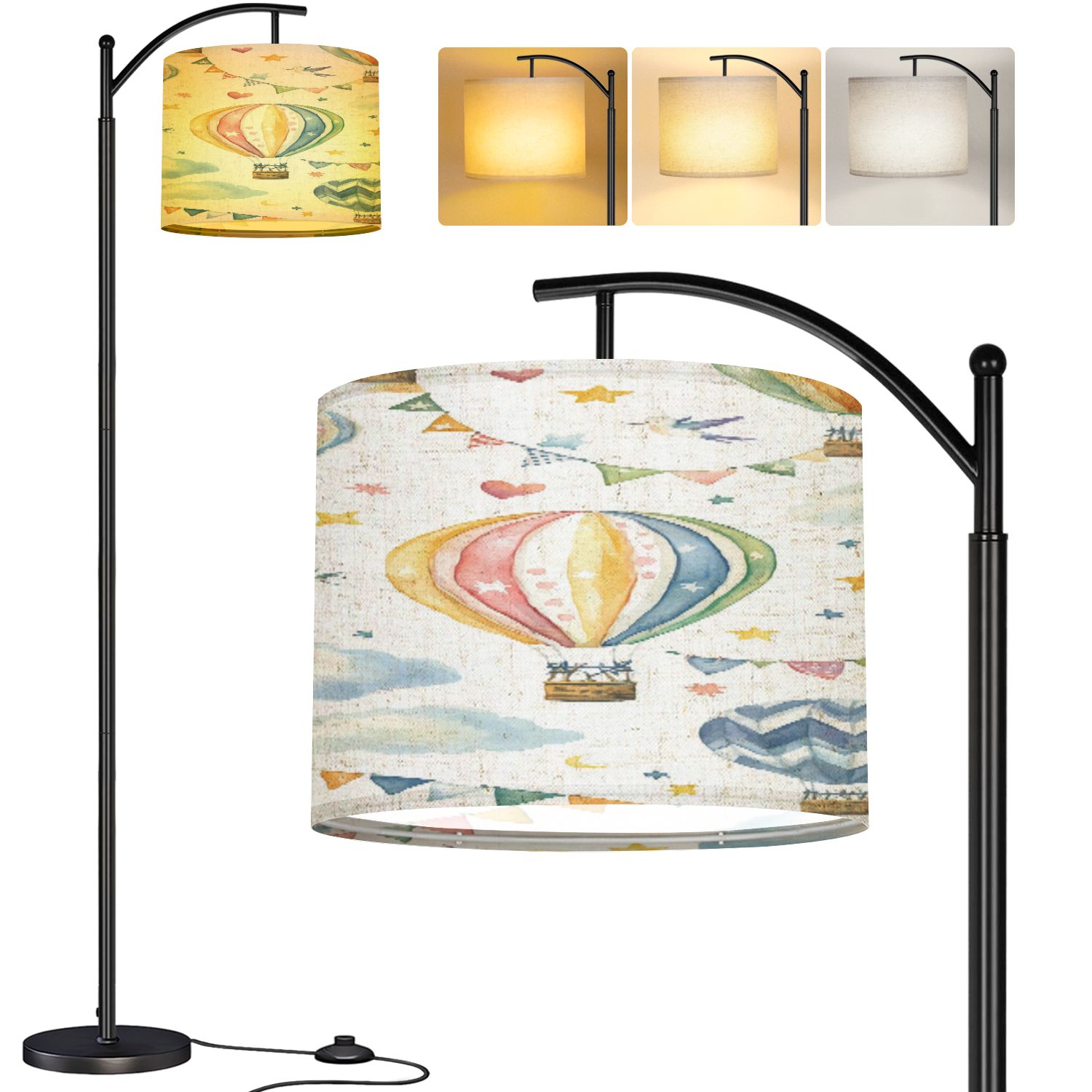 Arc Floor Lamp Hot Air Balloon Stars Clouds Balloon Colorful Kites ...