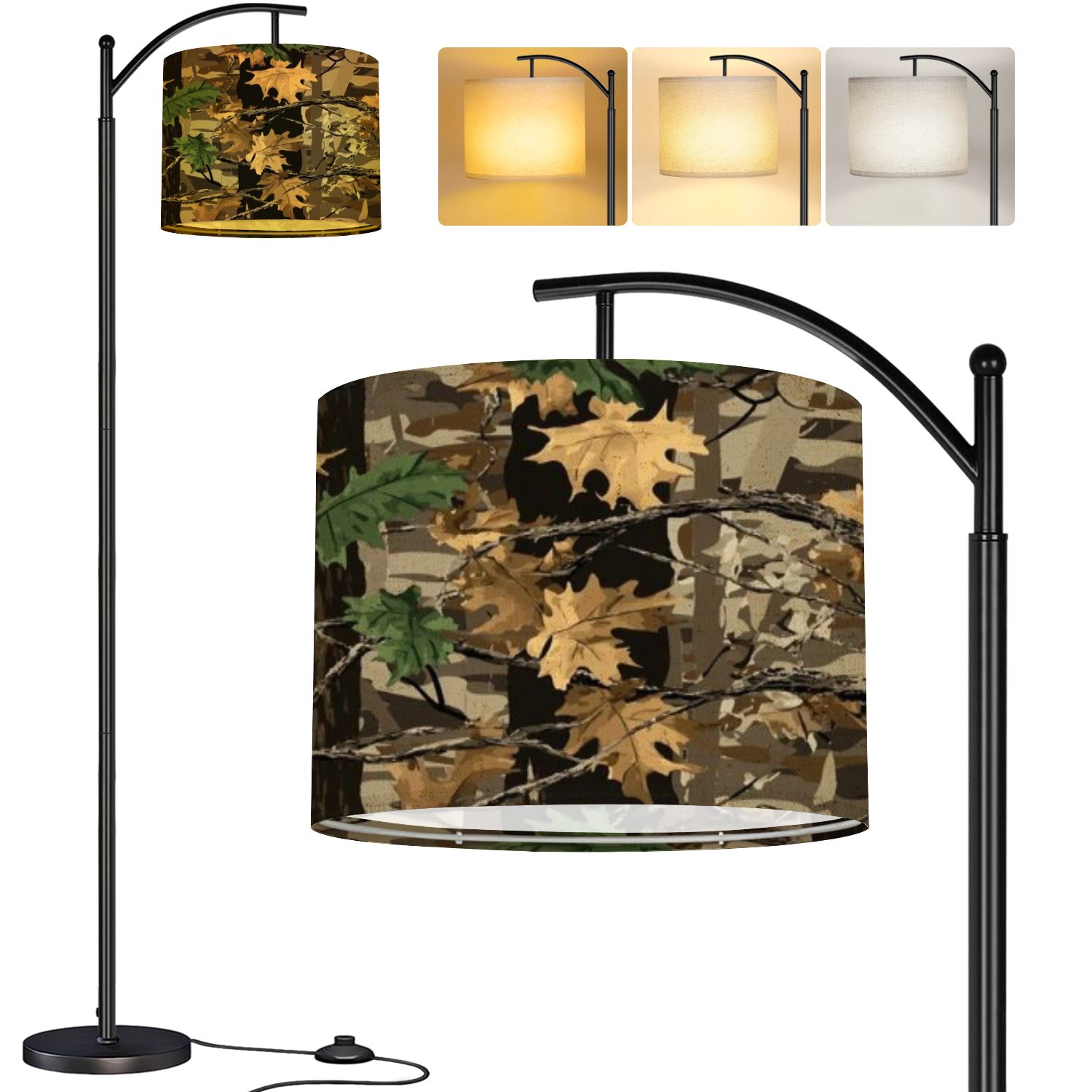Arc Floor Lamp Hunting camouflage Seamles pattern Real tree forest ...