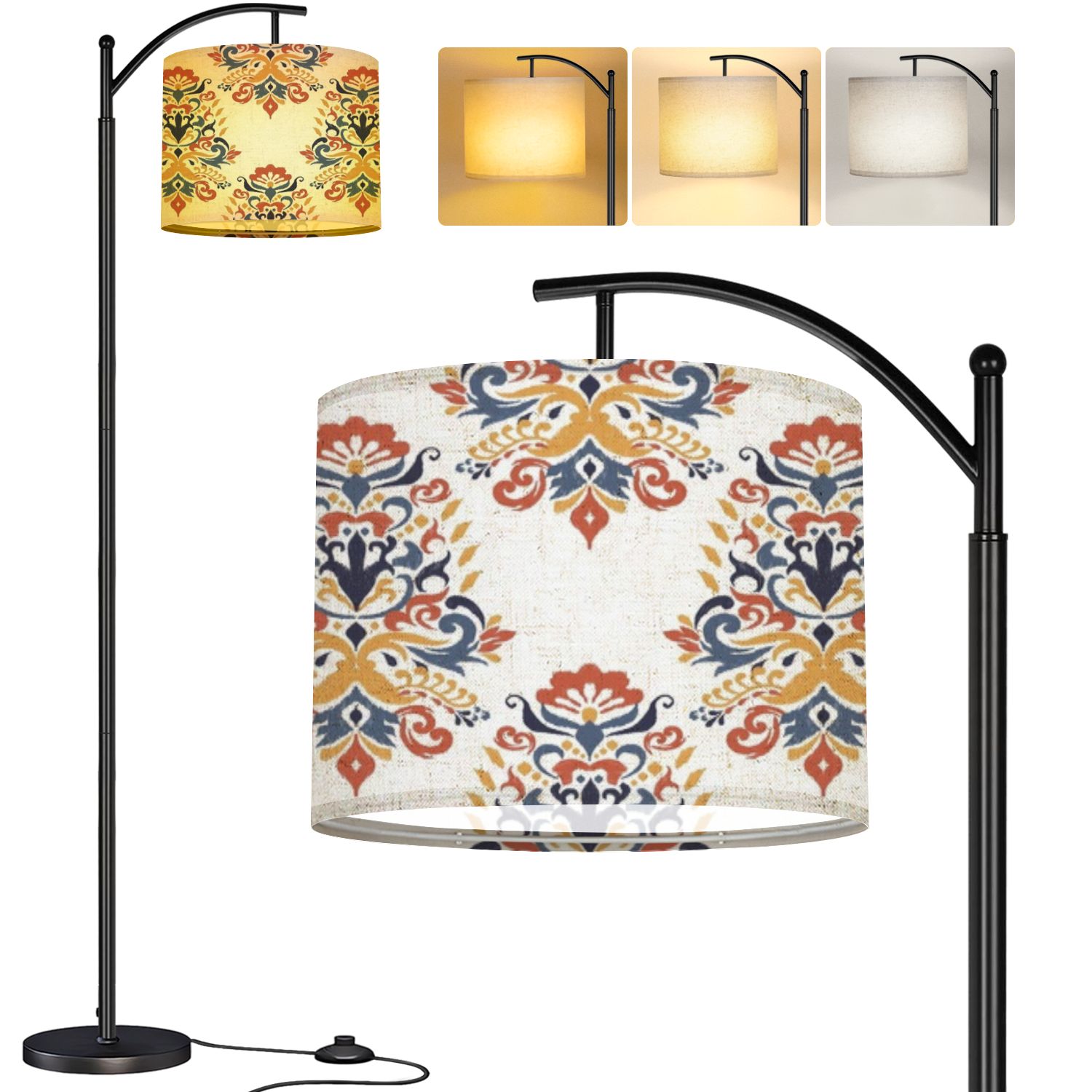 Arc Floor Lamp Ikat paisley design seamless pattern white Ikat ethnic ...