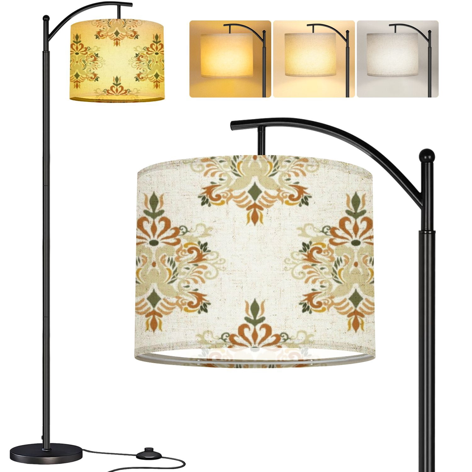 Arc Floor Lamp Ikat paisley design seamless pattern white Ikat ethnic ...