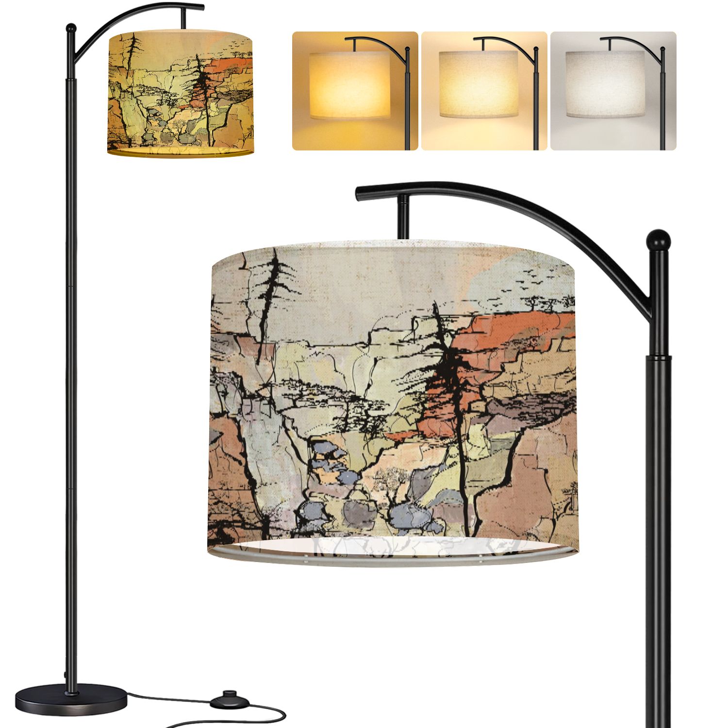 Arc Floor Lamp Imaginative chinese landscape trees mountains Tall ...