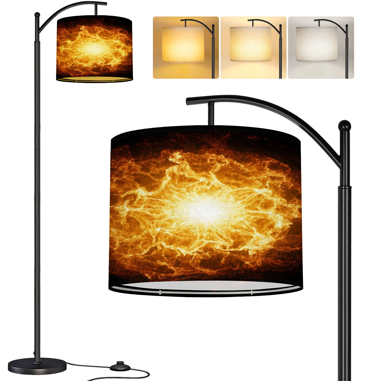 Arc Floor Lamp Inferno fireball Abstract burning sphere glowing flames ...