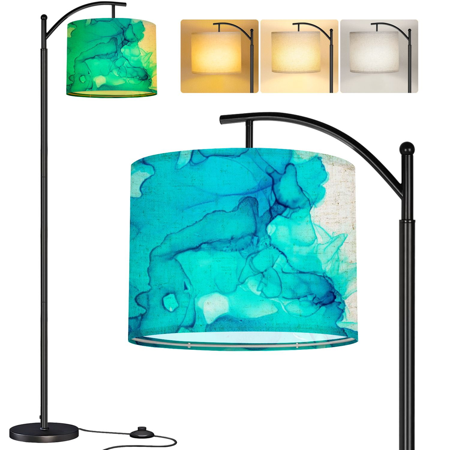 Arc Floor Lamp Ink Wash Pastel Oil Abstract Print Mix Artwork Turquoise ...