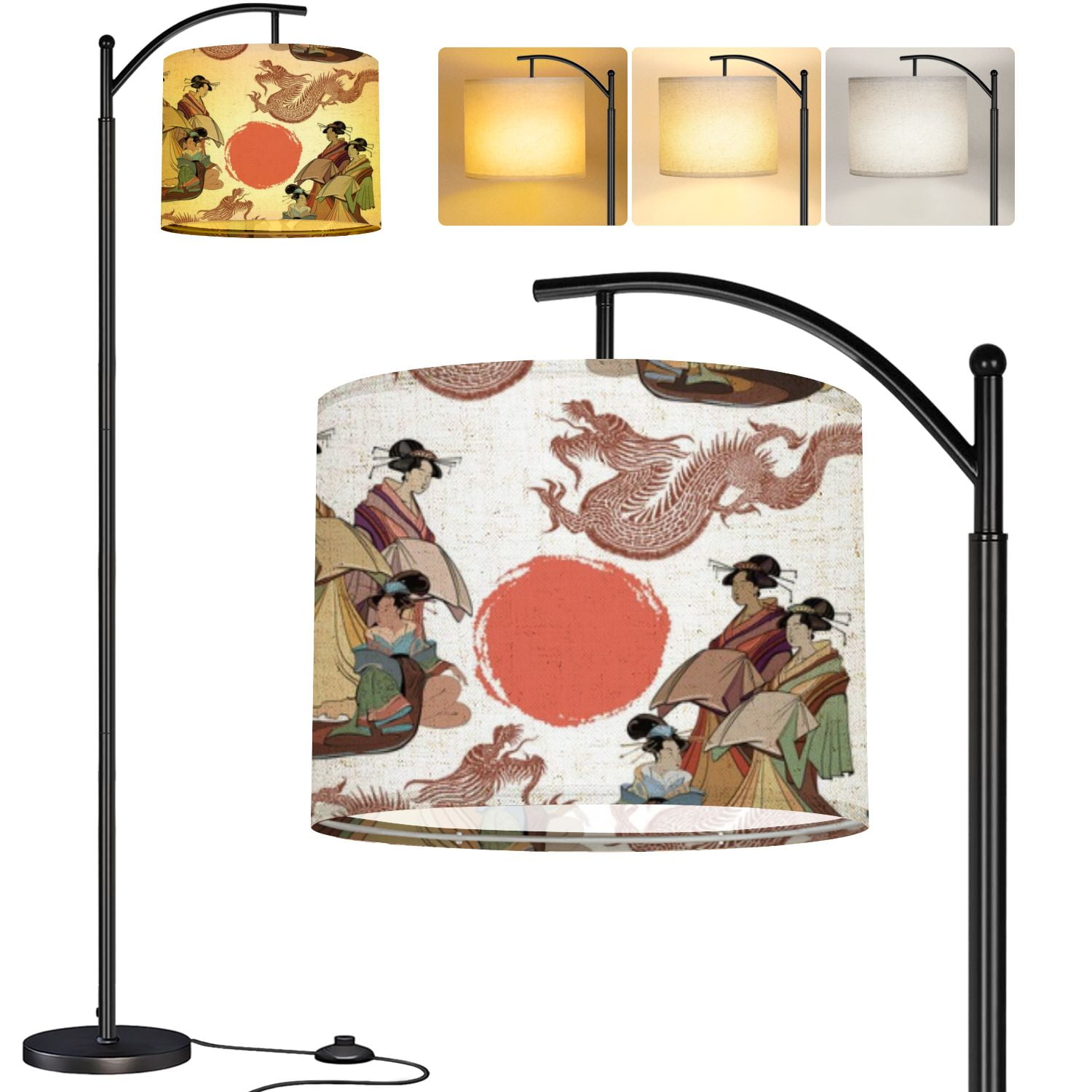 Arc Floor Lamp Japanese culture seamless Traditional Japan art Red sun ...