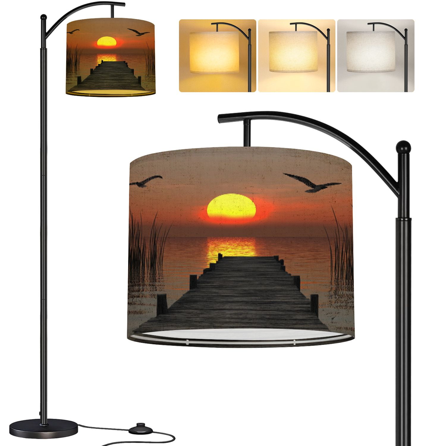 Arc Floor Lamp Jetty Sunset Lake Nature Landscape Wooden Dock Calm ...