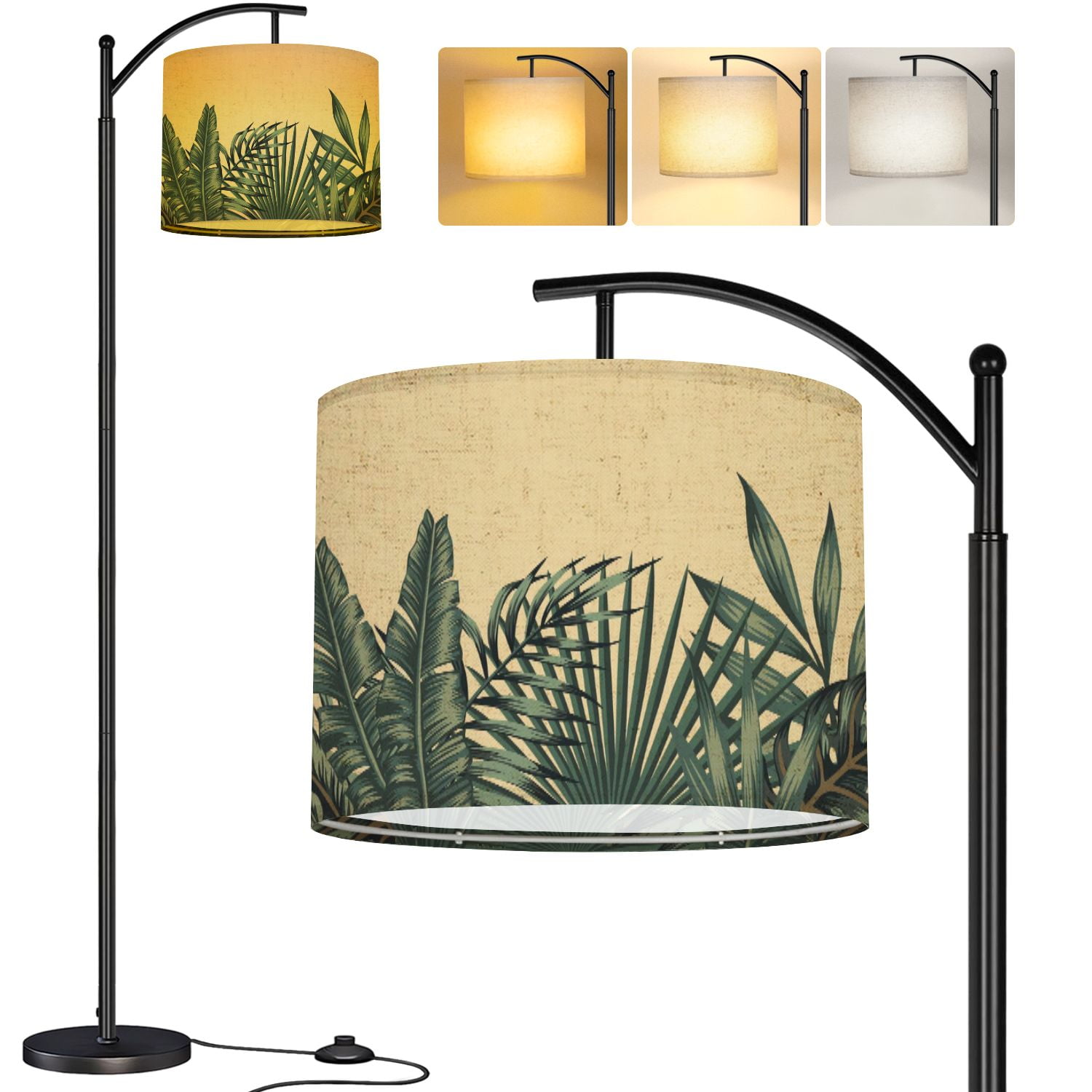 Arc Floor Lamp Jungle exotic composition tropical leaves pattern ...