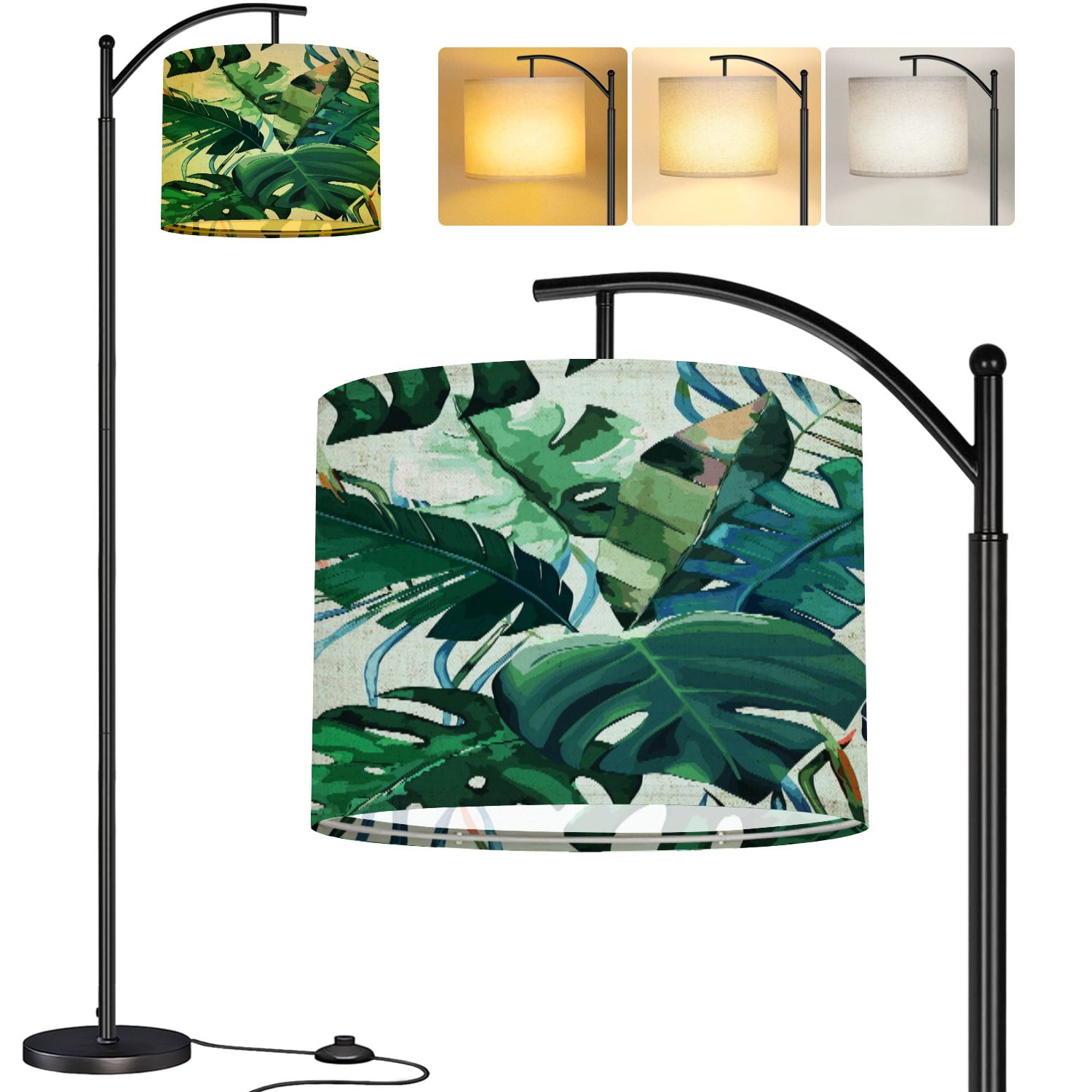 Arc Floor Lamp Jungle exotic seamless pattern green tropical leaves ...