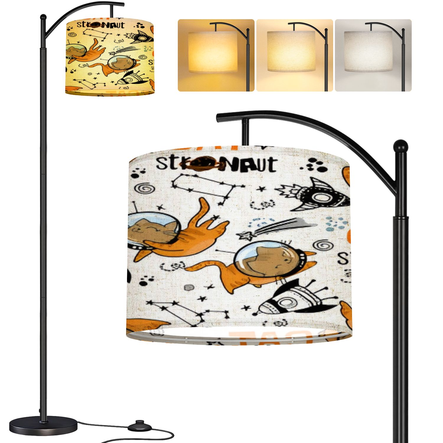 Arc Floor Lamp Kids cute seamless cat space Space print for T shirts ...