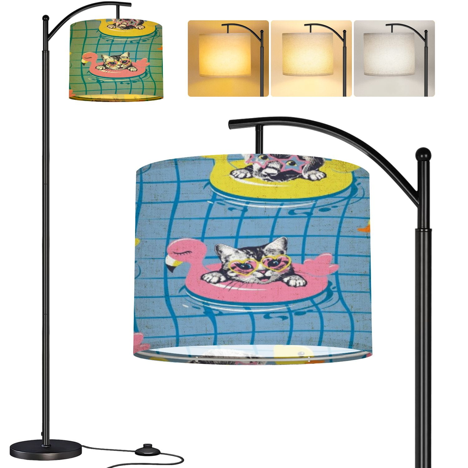 Arc Floor Lamp Kitten puppy sunglasses floats pool pink yellow duck ...