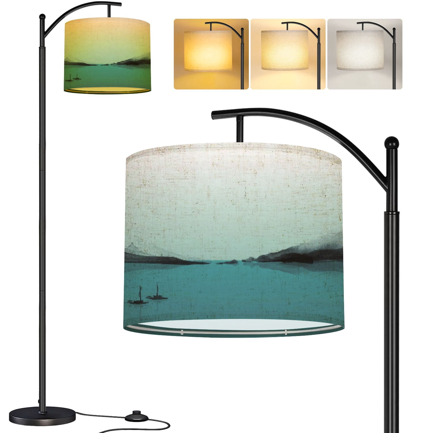 Arc Floor Lamp Landscape islands boats blue water Traditional Japanese ...