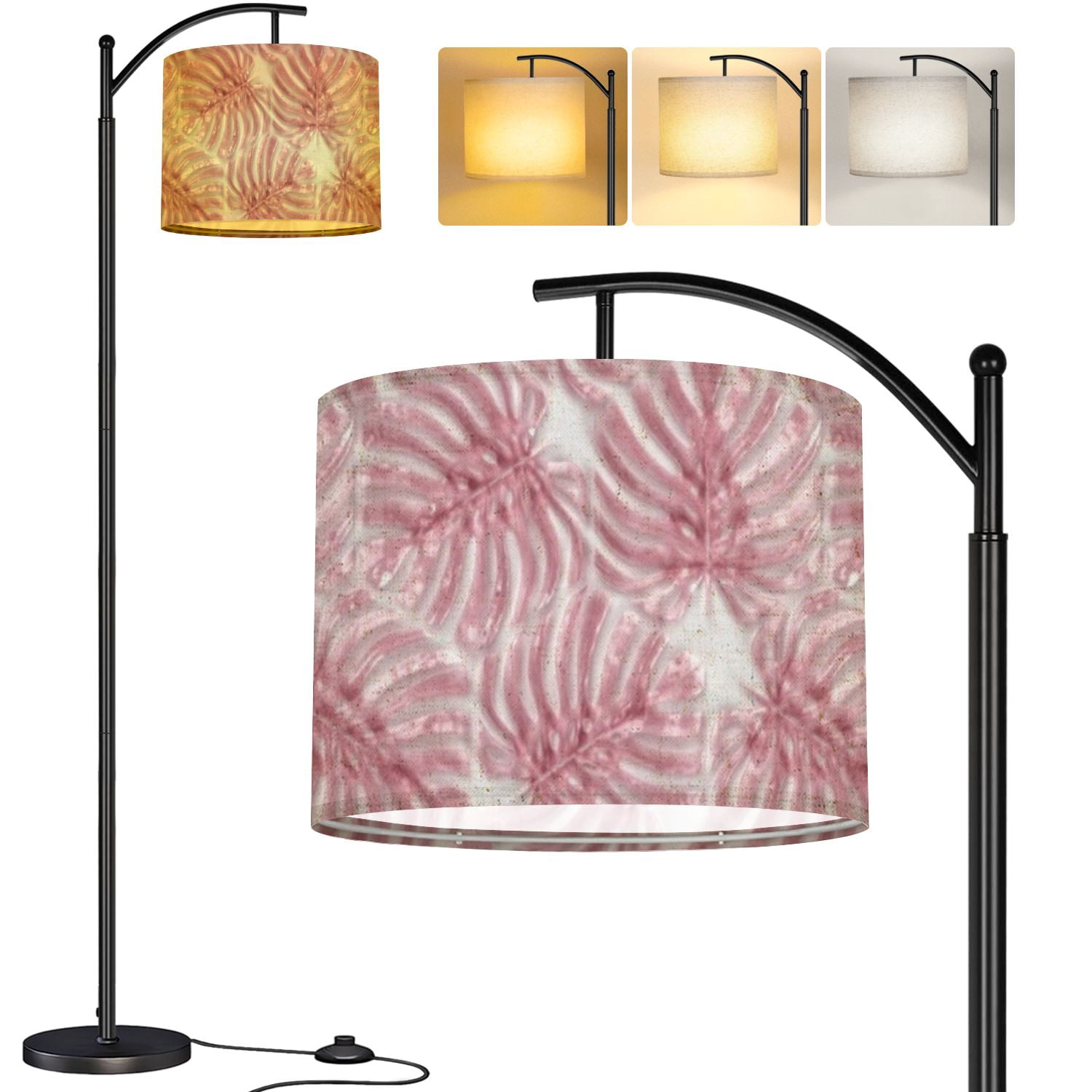 Arc Floor Lamp Leaves monstera wood material white seamless realistic ...