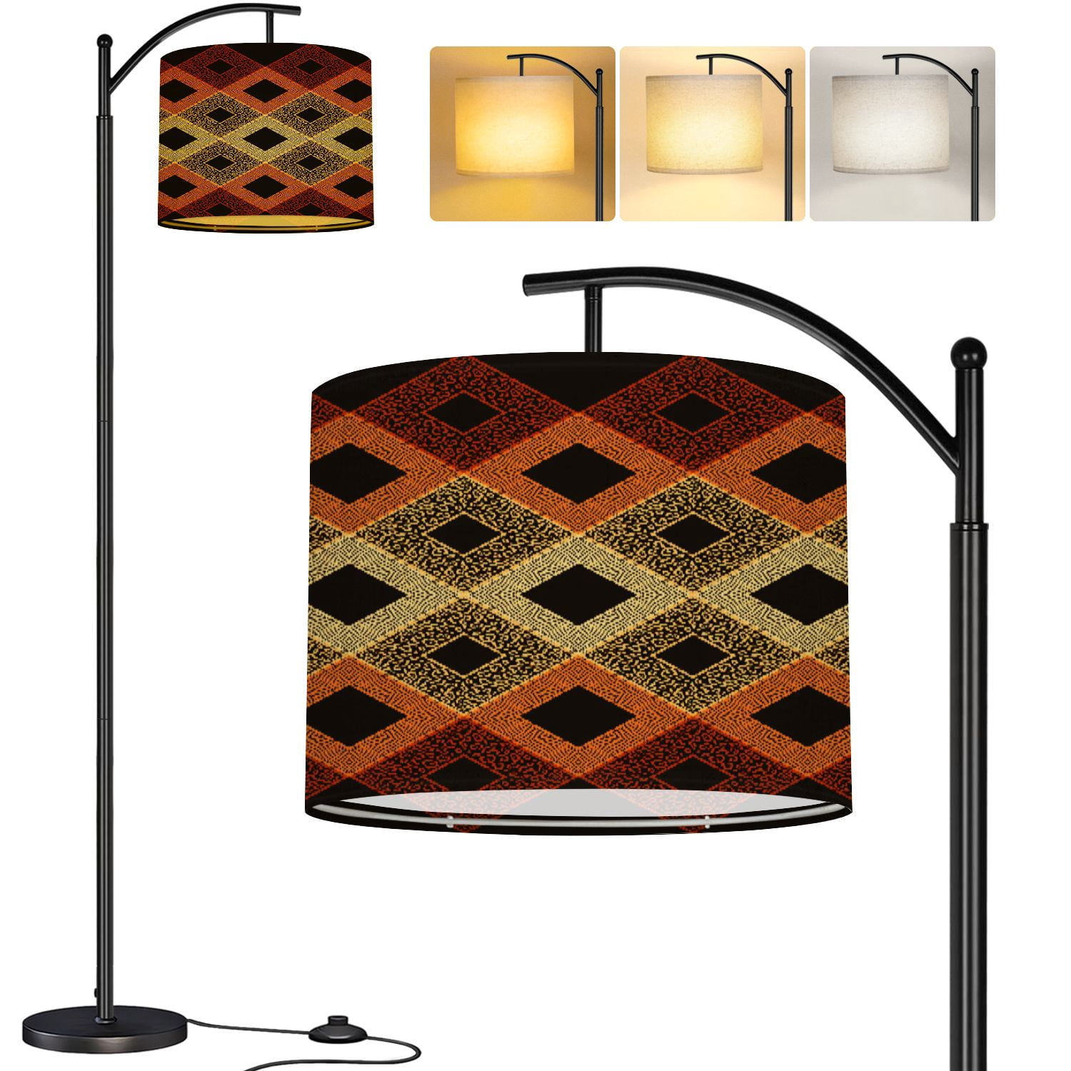 Arc Floor Lamp Leopard Zebra spots Ethnic boho seamless Embroidery ...