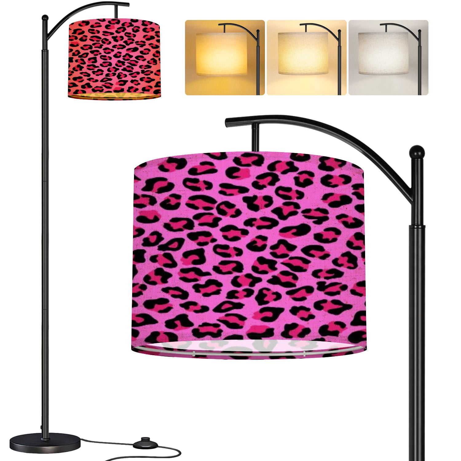 Arc Floor Lamp Leopard seamless animal print Black bright pink spots ...