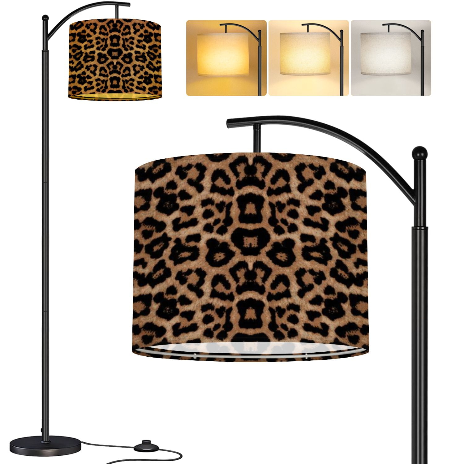 Arc Floor Lamp Leopard skin seamless design print textile fabric Tall ...