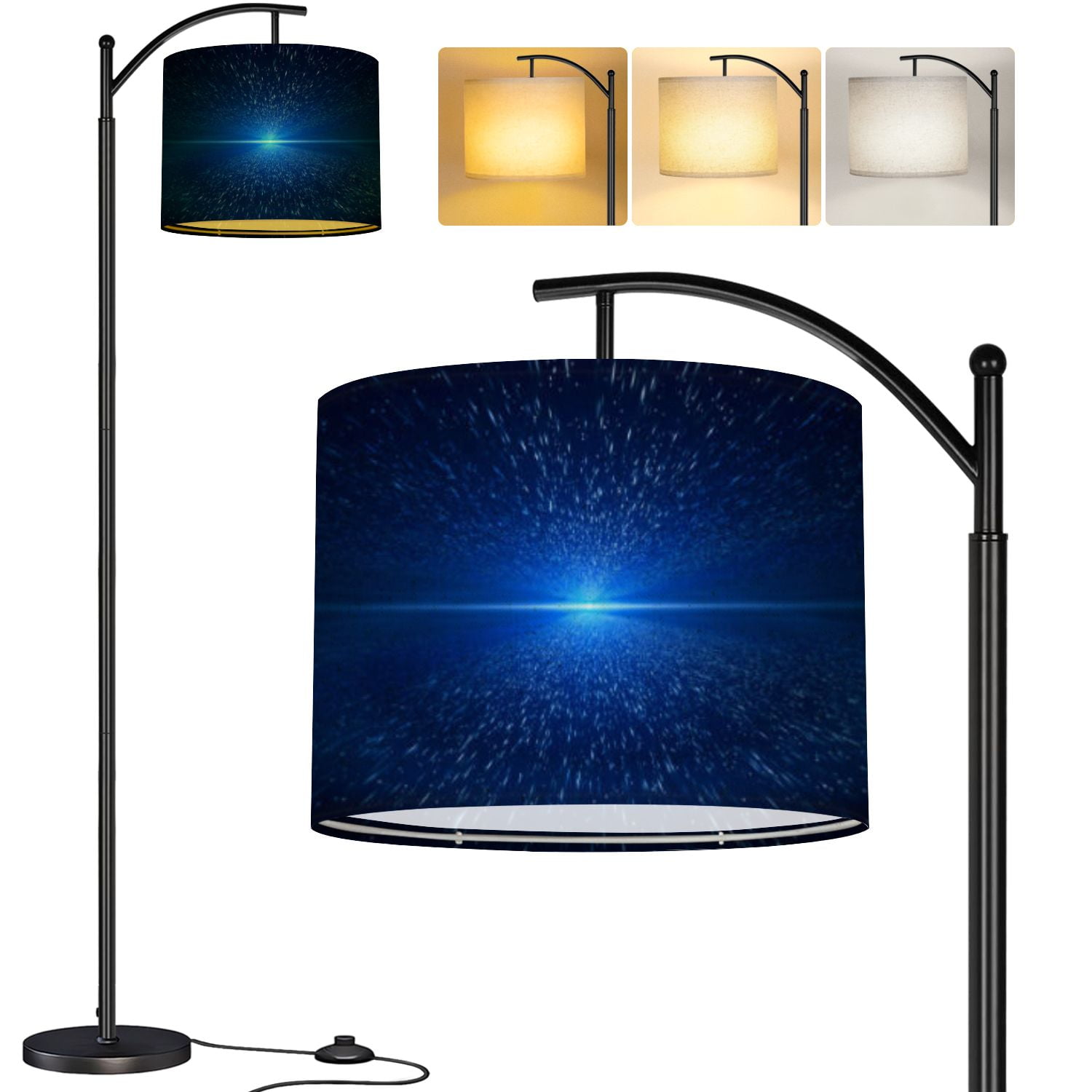 Arc Floor Lamp Light Beam Blue Particle Tall Modern Standing Lamp LED ...