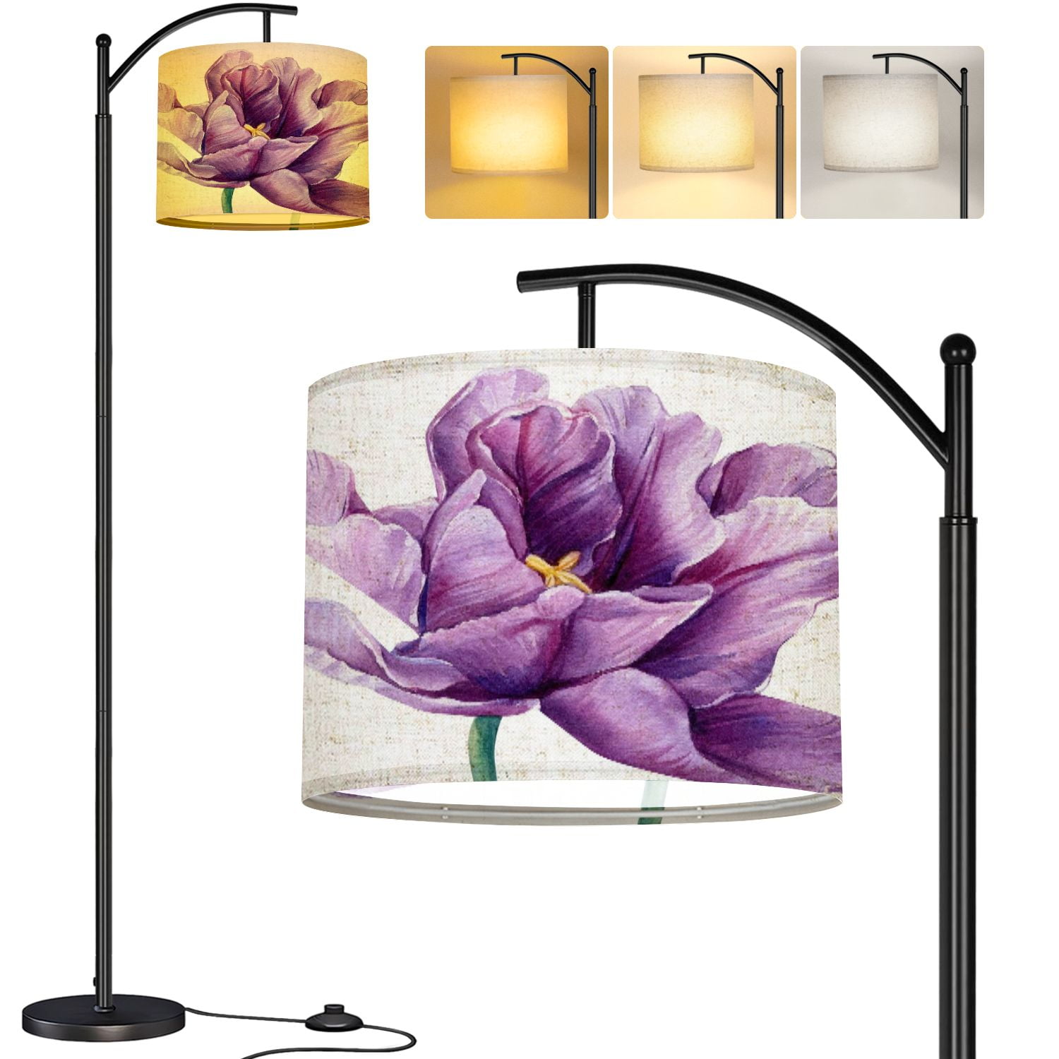 Arc Floor Lamp Lilac Flower an white Watercolor illustrations Purple ...
