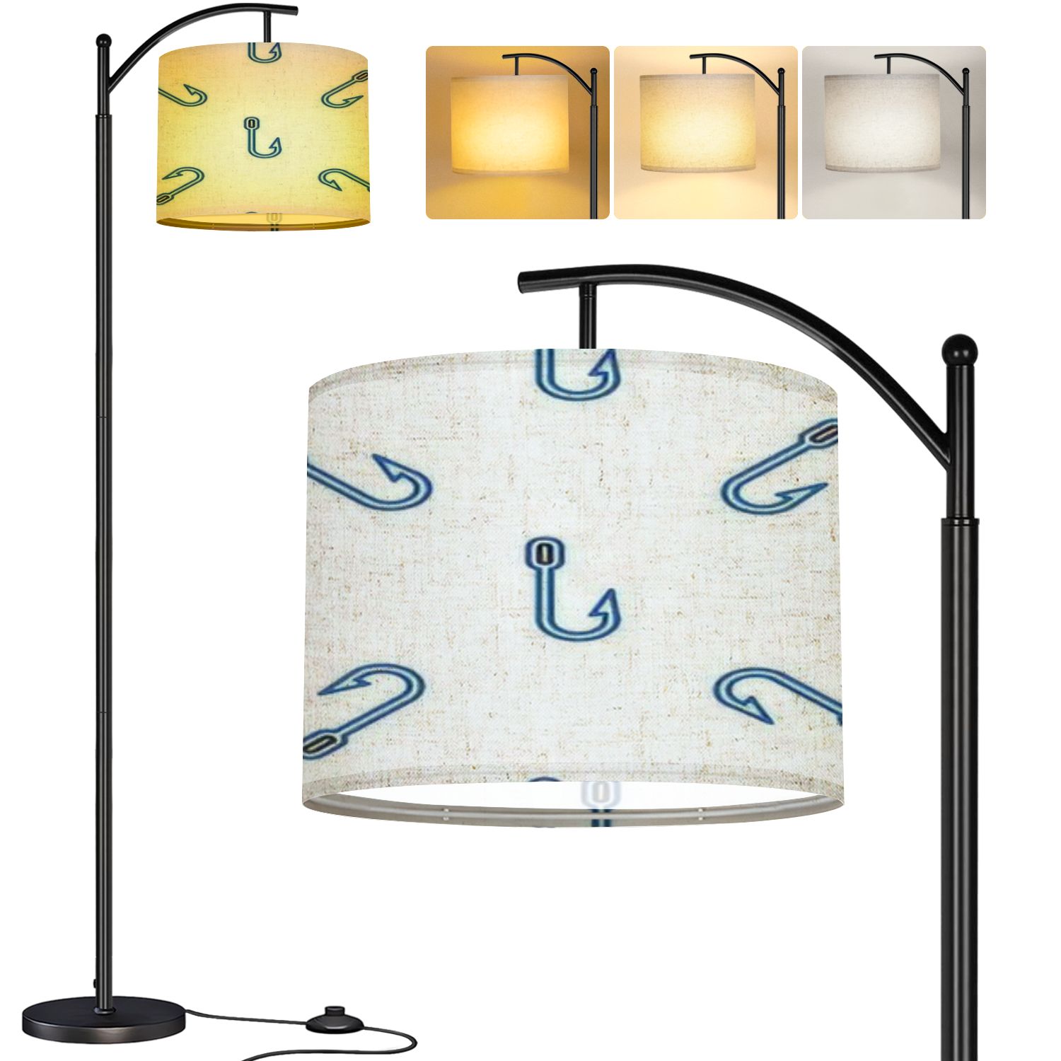 Arc Floor Lamp Line Fishing hook seamless white Fishing tackle Tall ...