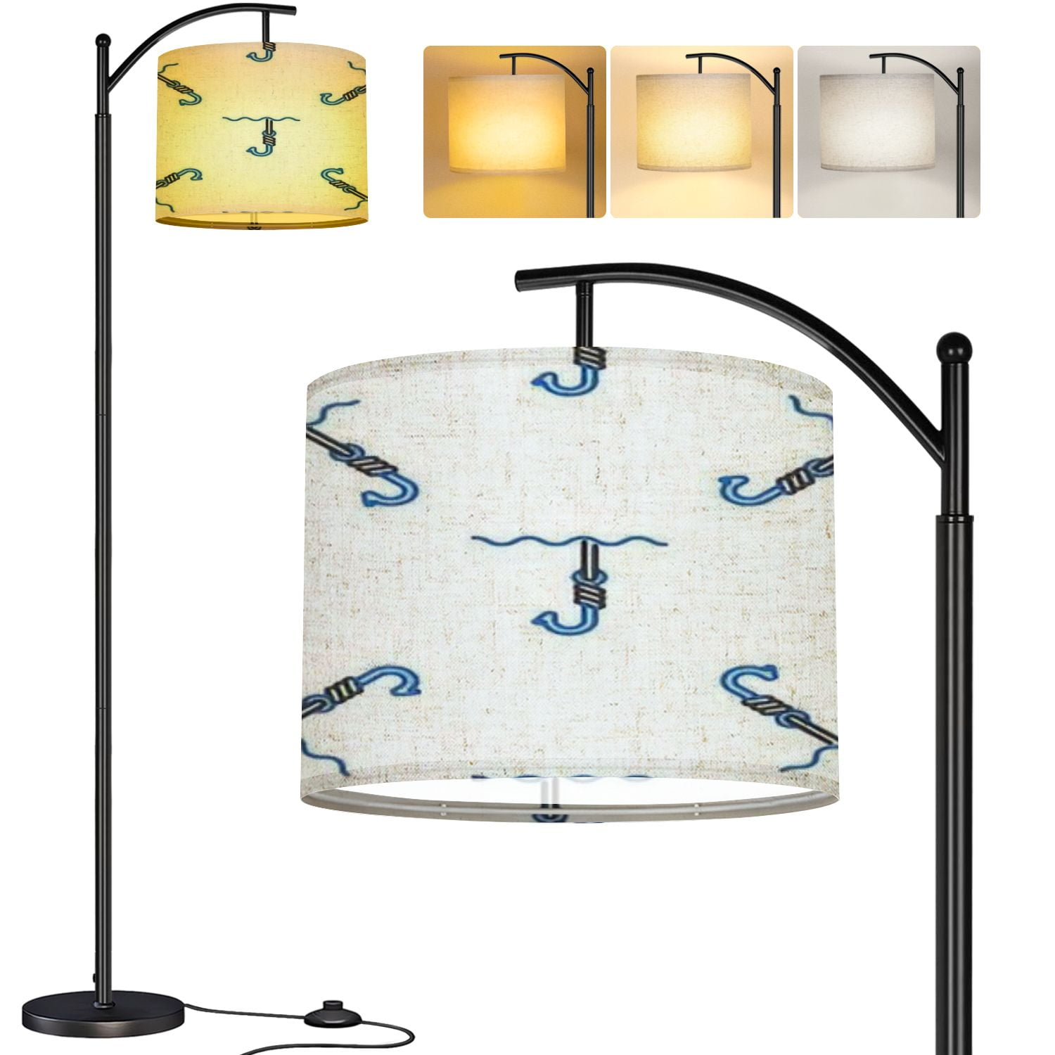 Arc Floor Lamp Line Fishing hook under water seamless white Fishing ...